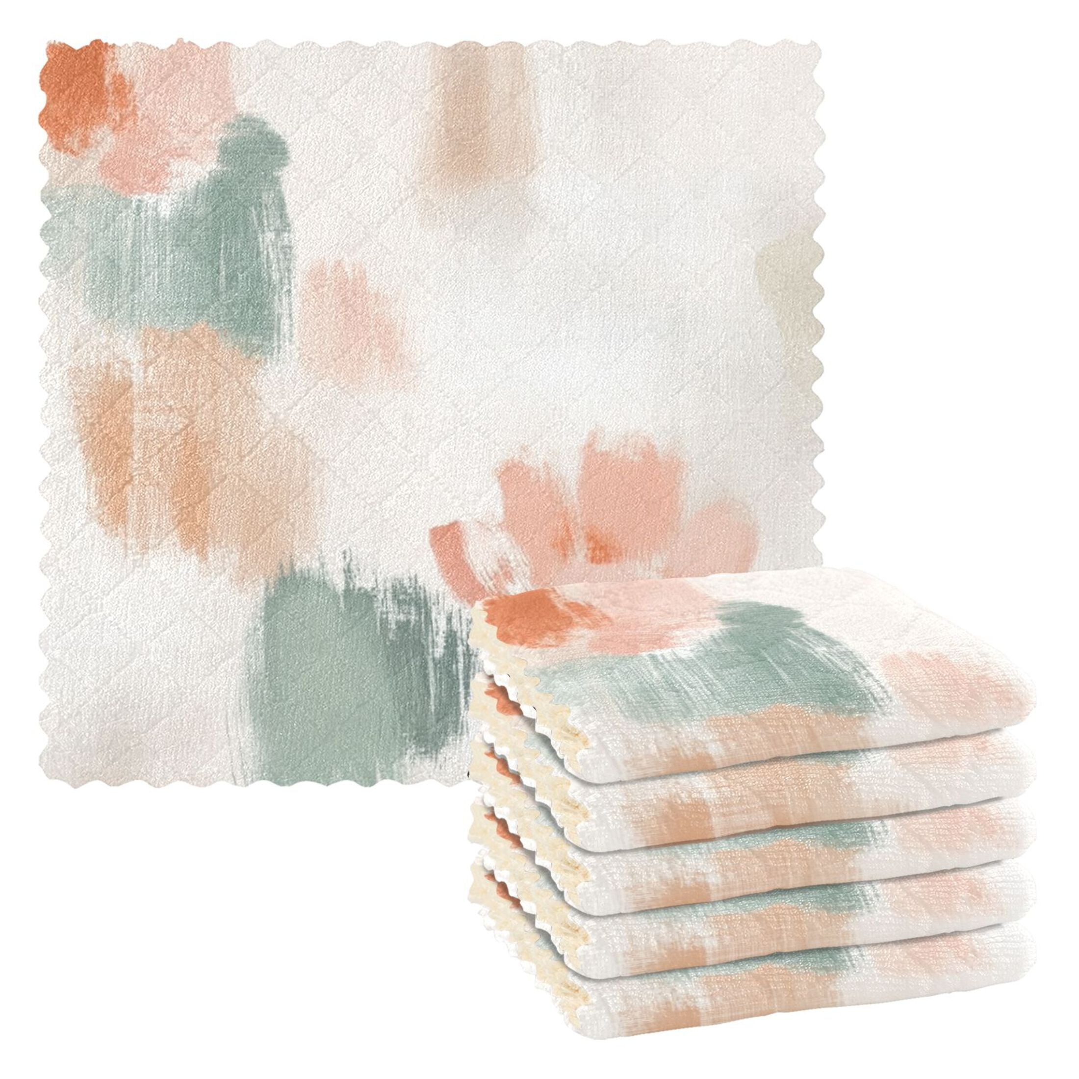 Pastel Color Pattern 6 Pack Kitchen Cleaning Cloths 11'' x 11'', Super ...