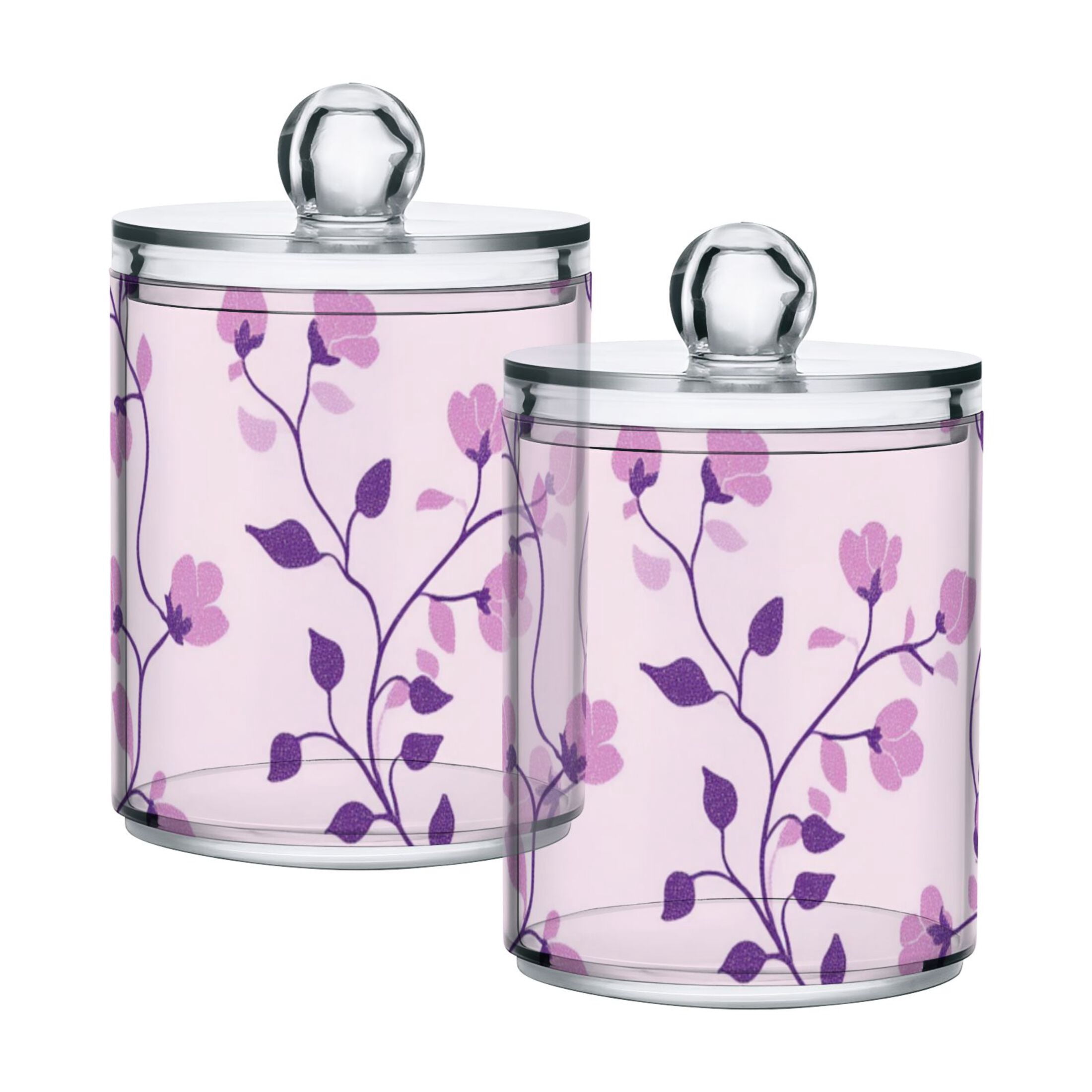 Pastel Color Rosebuds Vines Leaves Translucent Plastic Cans Storage ...