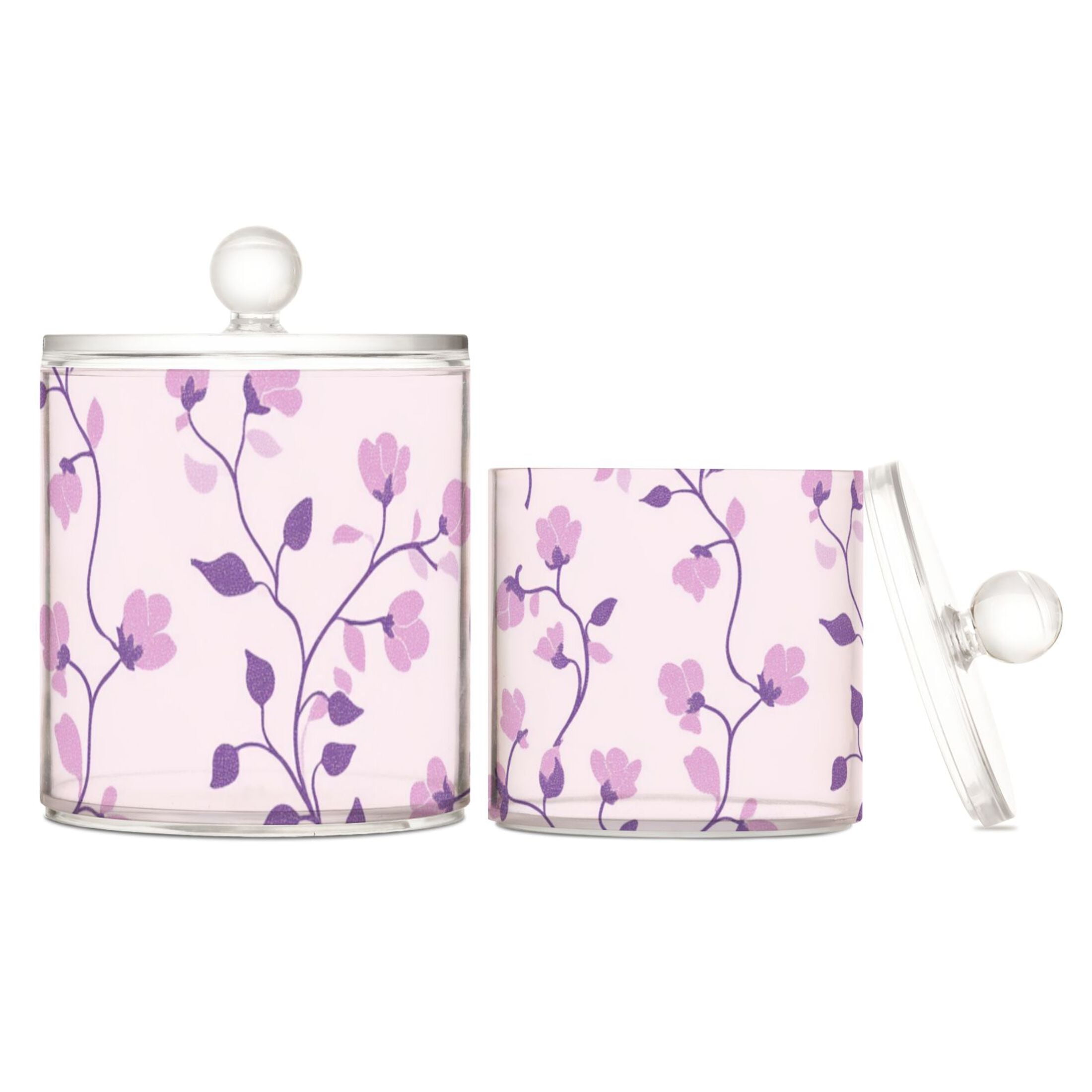 Pastel Color Rosebuds Vines Leaves Translucent Plastic Cans Storage ...