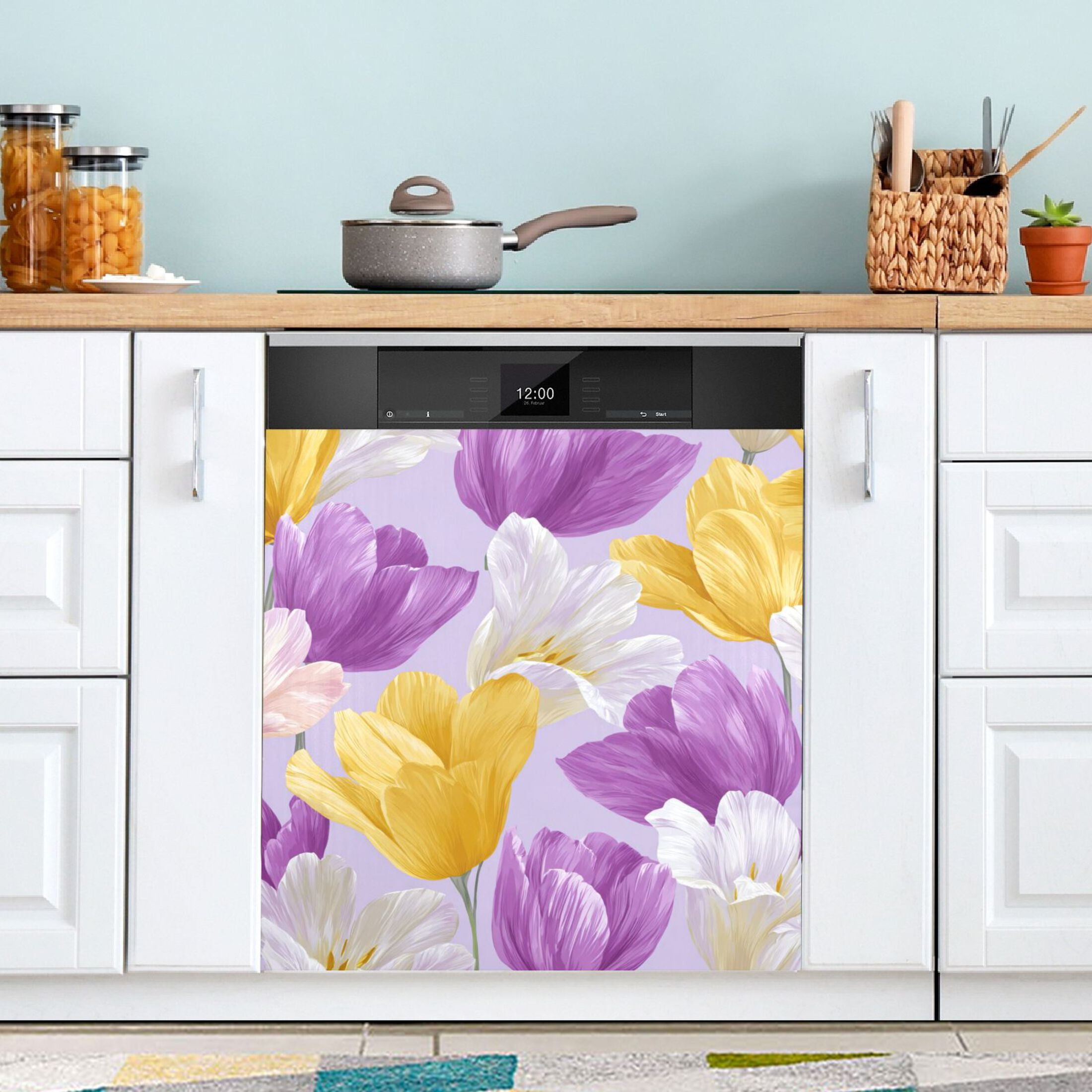 Pastel Color Tulips Full Bloom Dishwasher Magnet Refrigerator Magnetic ...