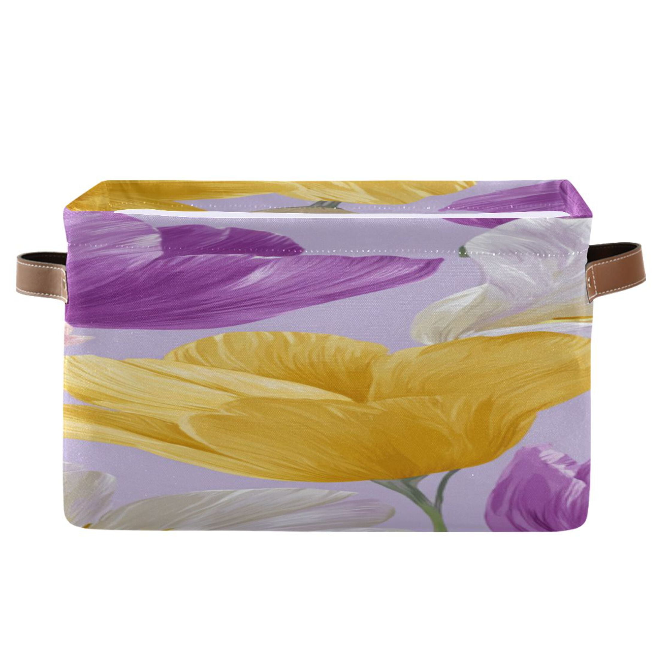 Pastel Color Tulips Full Bloom Square Storage Bins with Handles ...