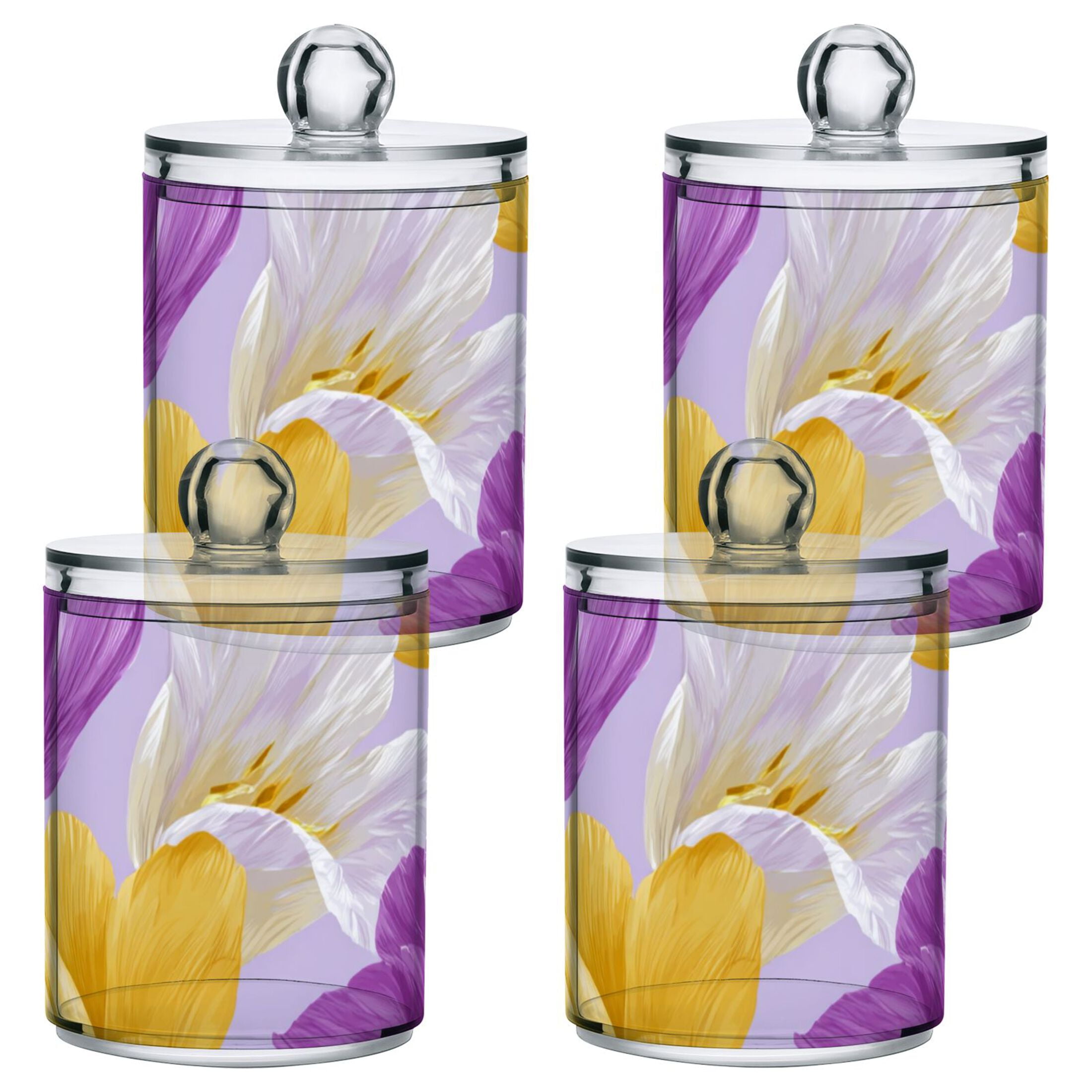 Pastel Color Tulips Full Bloom Translucent Plastic Cans Storage ...