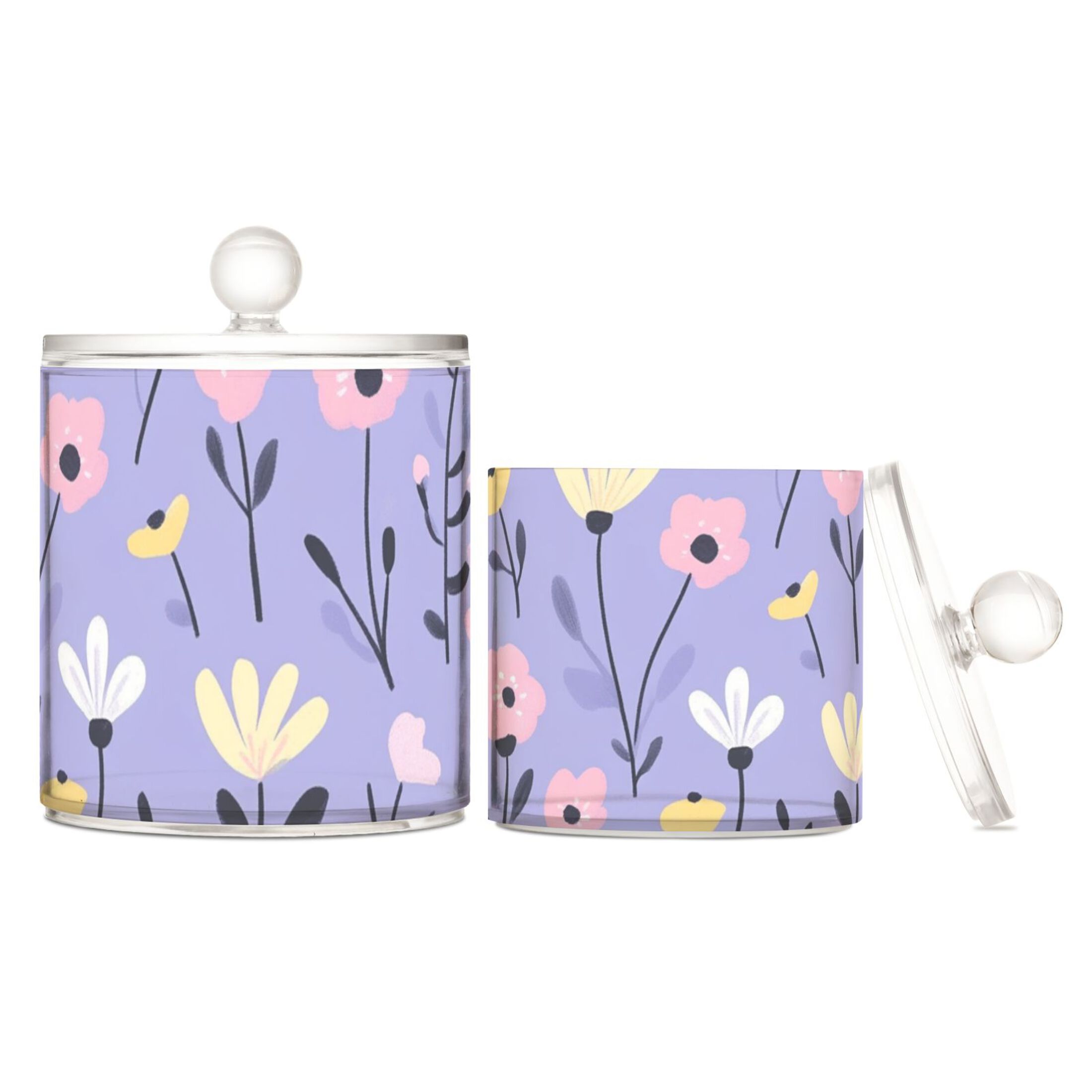 Pastel Color Wild Florals Leaves Translucent Plastic Cans Storage ...