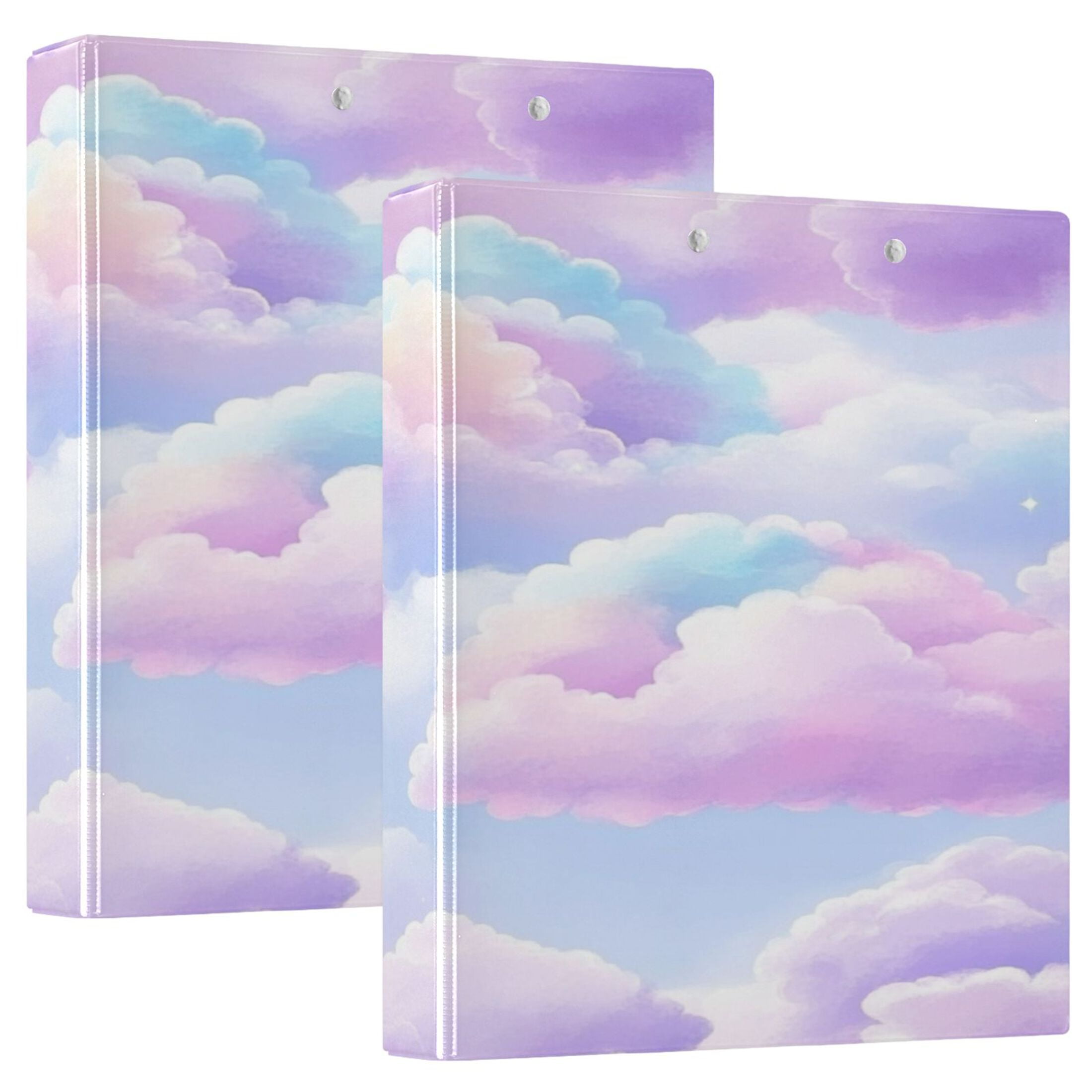 Pastel Colored Clouds 12.4x10.6in PVC Round Ring Binders, 2-Pack, D ...
