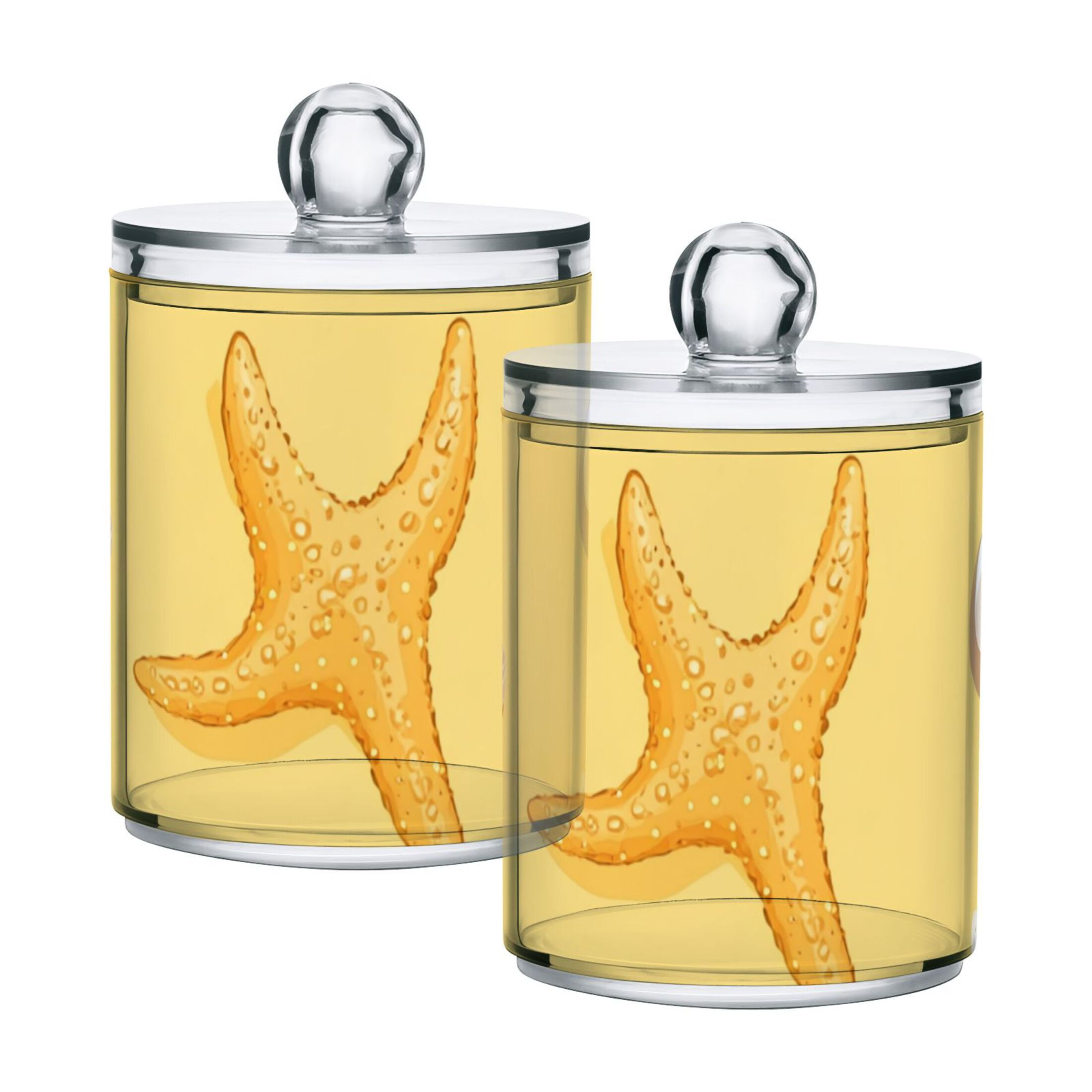 Pastel Colored Shells and Starfishes Translucent Plastic Cans Storage ...