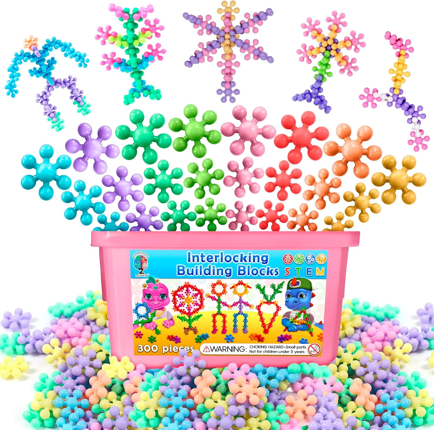 Pastel Colors 300ct - Kids STEM Toys Educational Building Toys- Discs ...