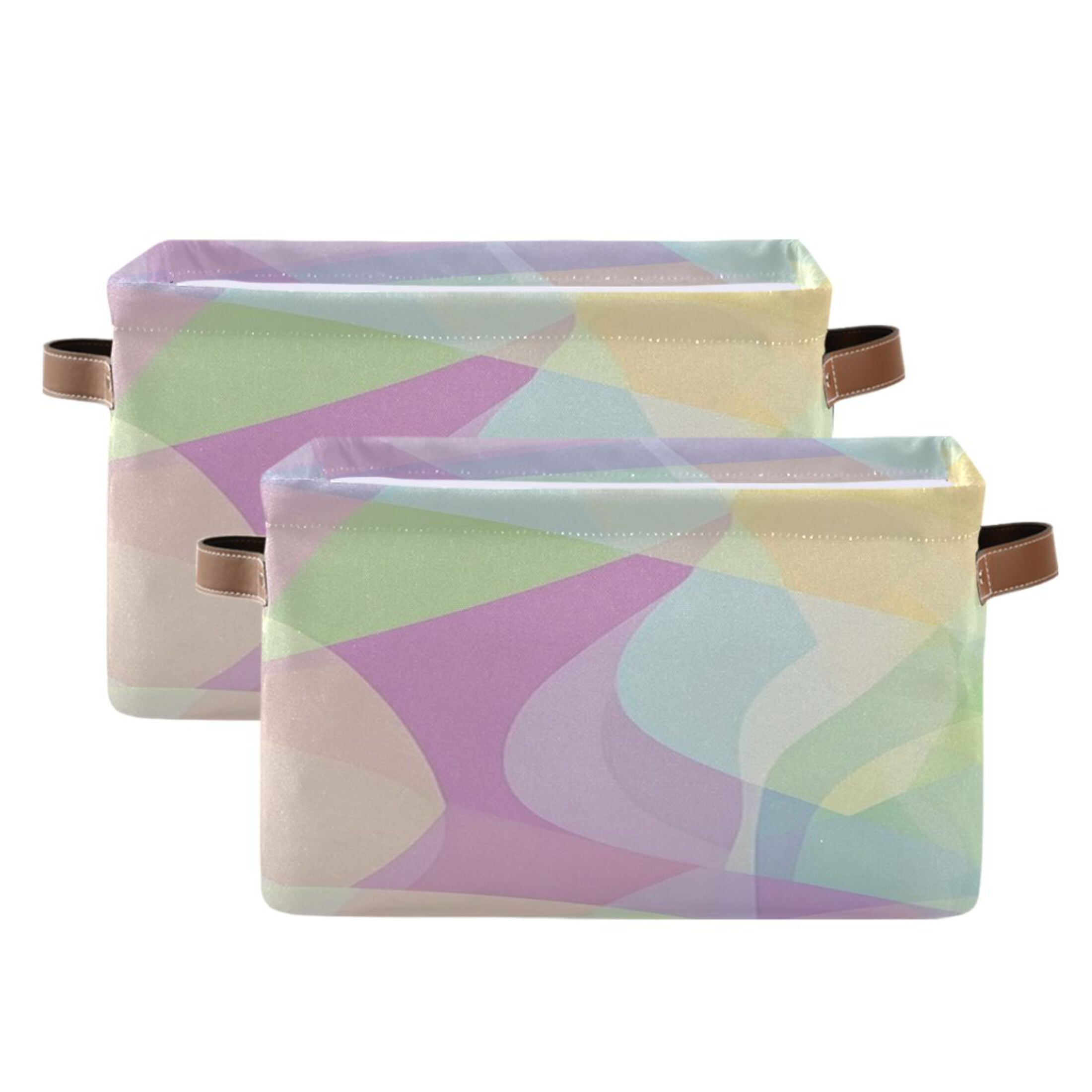 Pastel Colors and Curved Foldable Storage Basket,Canvas Fabric Foldable ...