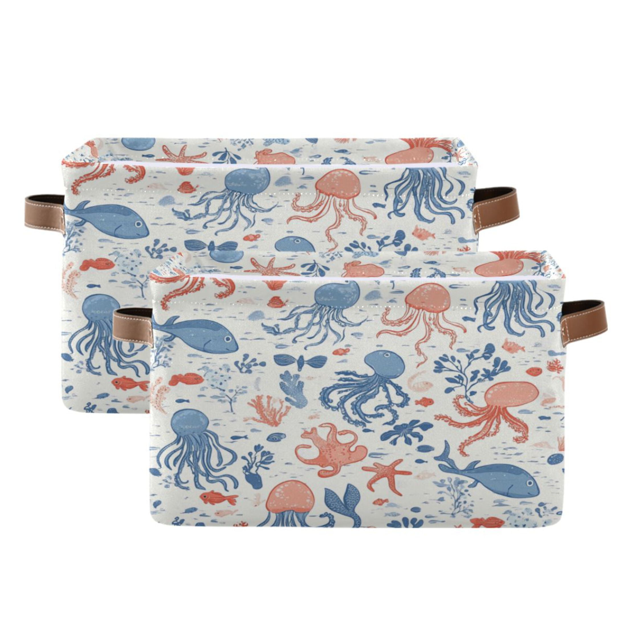 Pastel Colors Sea Creatures Foldable Storage Basket,Canvas Fabric ...