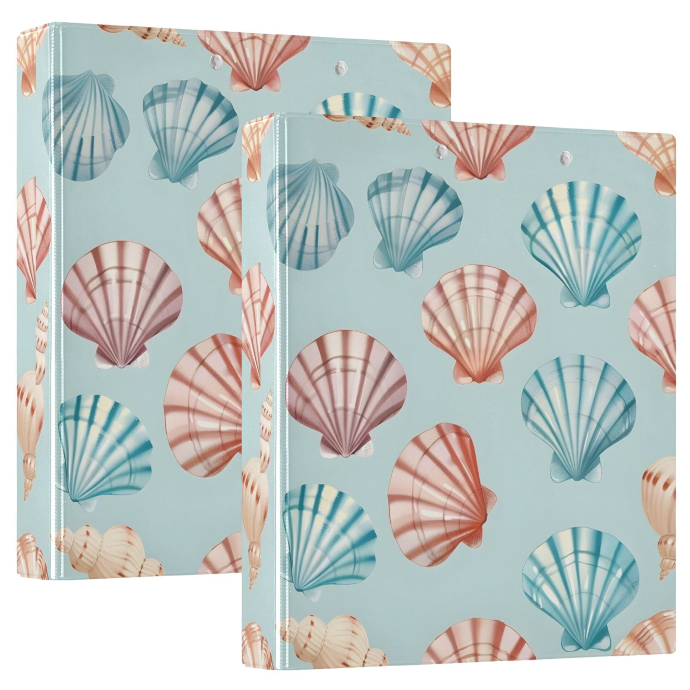 Pastel Colors Shells Hardcover 3 Ring Binder 1.5” Round Rings Binder ...