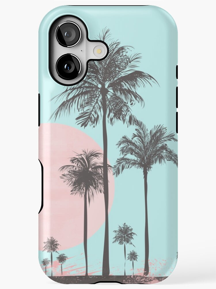 Pastel Colors Tropical Beach Palm Tree Sunset Phone Case for iPhone 17 ...