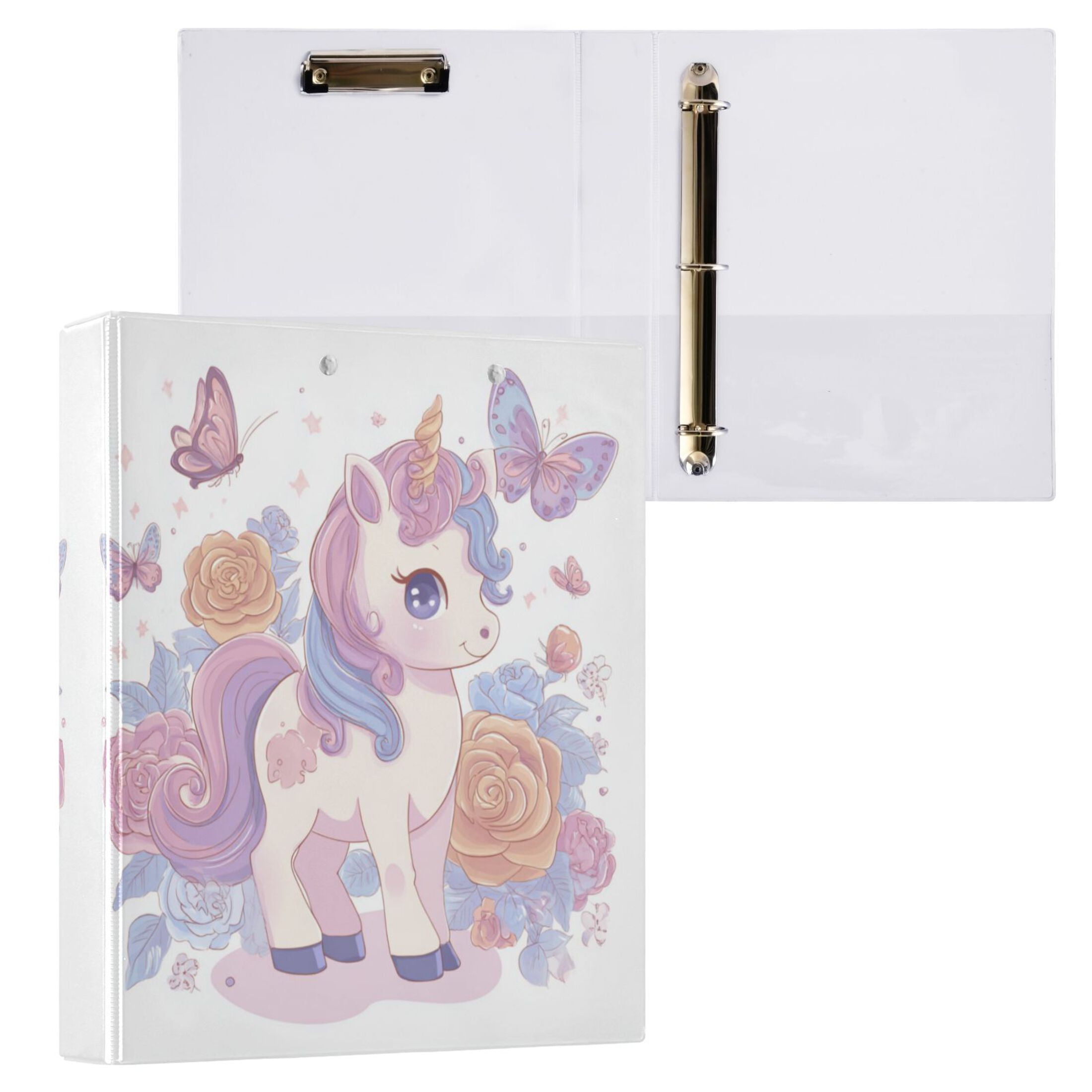 Pastel Colors Unicorn 3 Ring Hardcover Binders 1.5in Round Rings for ...