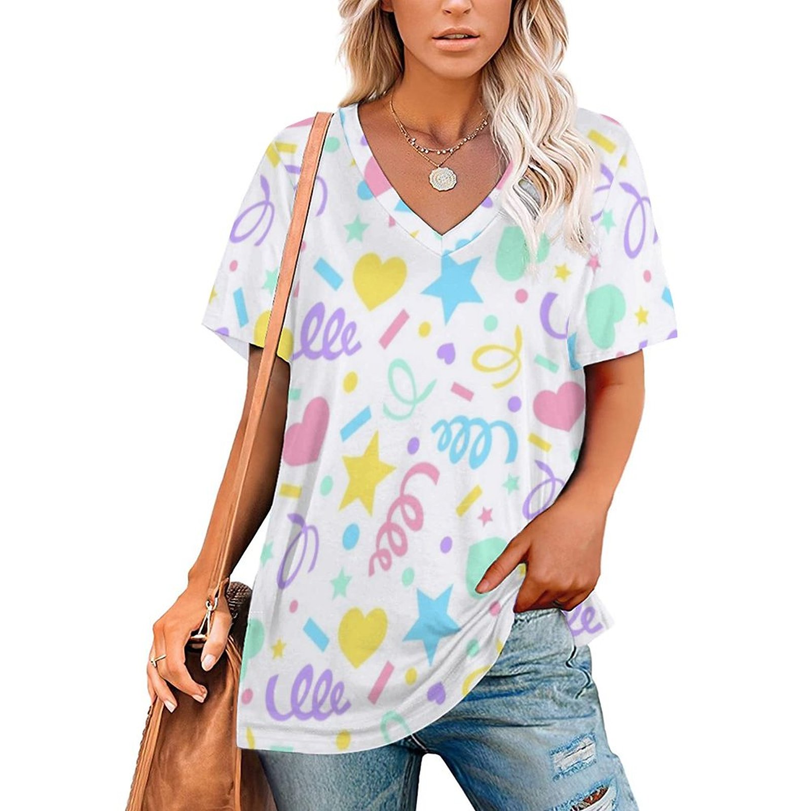 Pastel Confetti New Fashion Zip Off Shoulder Top Short-Sleeve Women ...