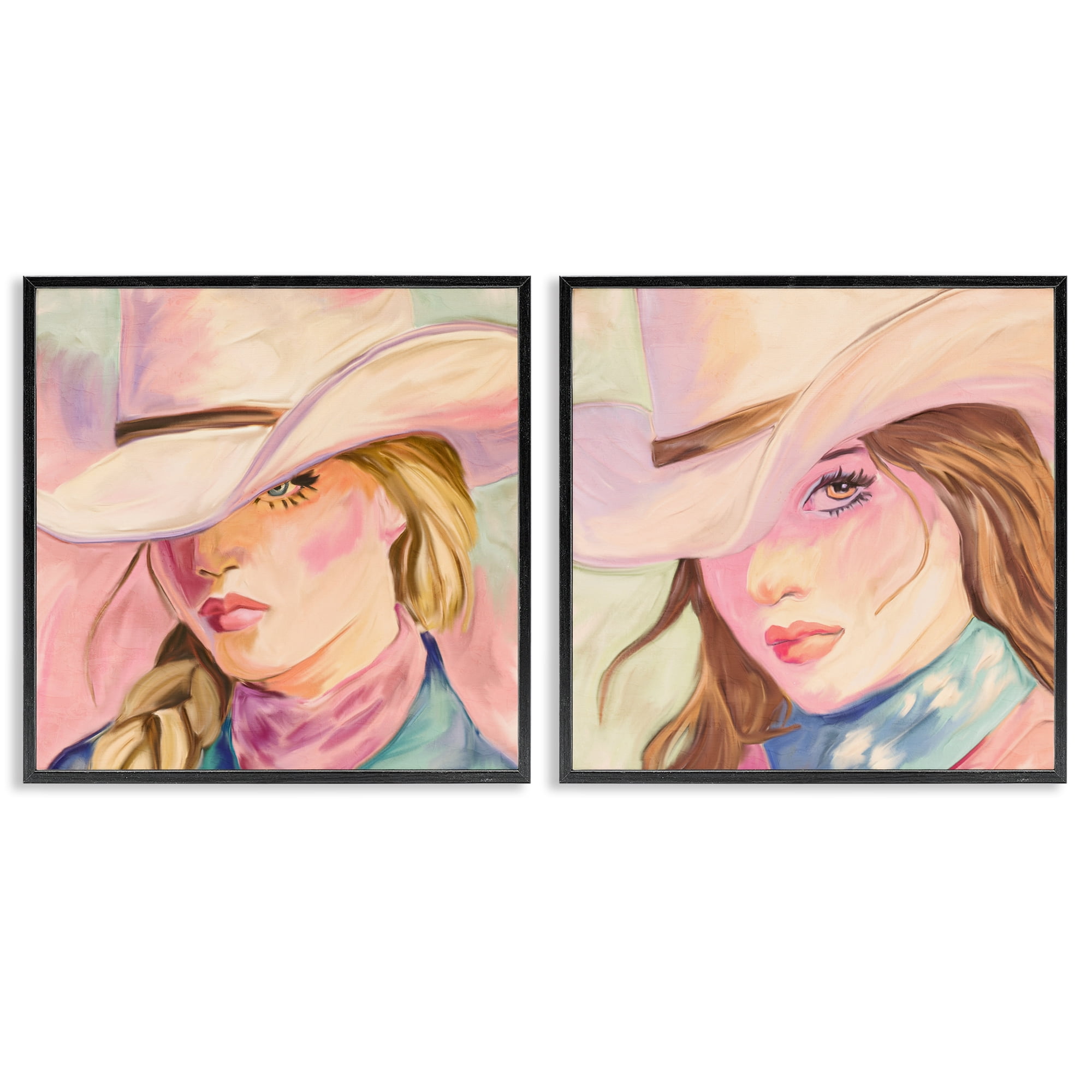 Pastel Cowgirls Gazing 2 Piece Black Framed Giclee Art Set, design by ...