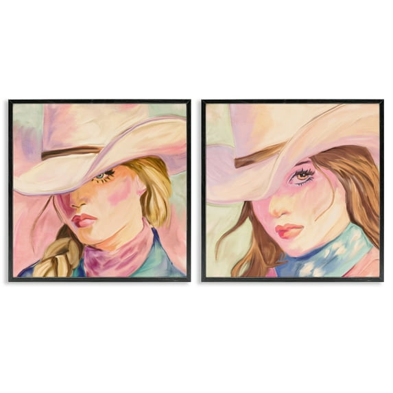 Pastel Cowgirls Gazing 2 Piece Black Framed Giclee Art Set, design by ...