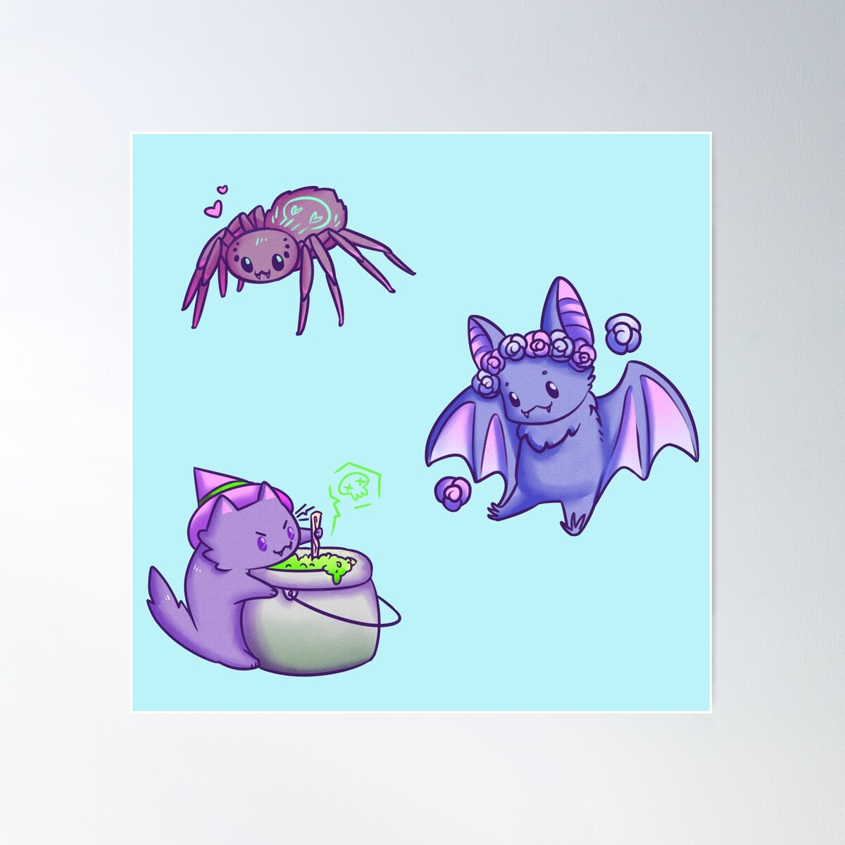 Pastel Critters Uwu Poster Wall Art, Modern Wall Decor For Living Room ...