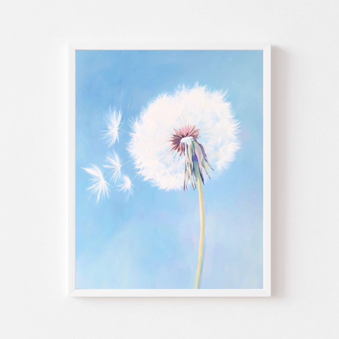 Pastel Dandelion Puff Ball Painting Make A Wish Wall Art Print Classic ...