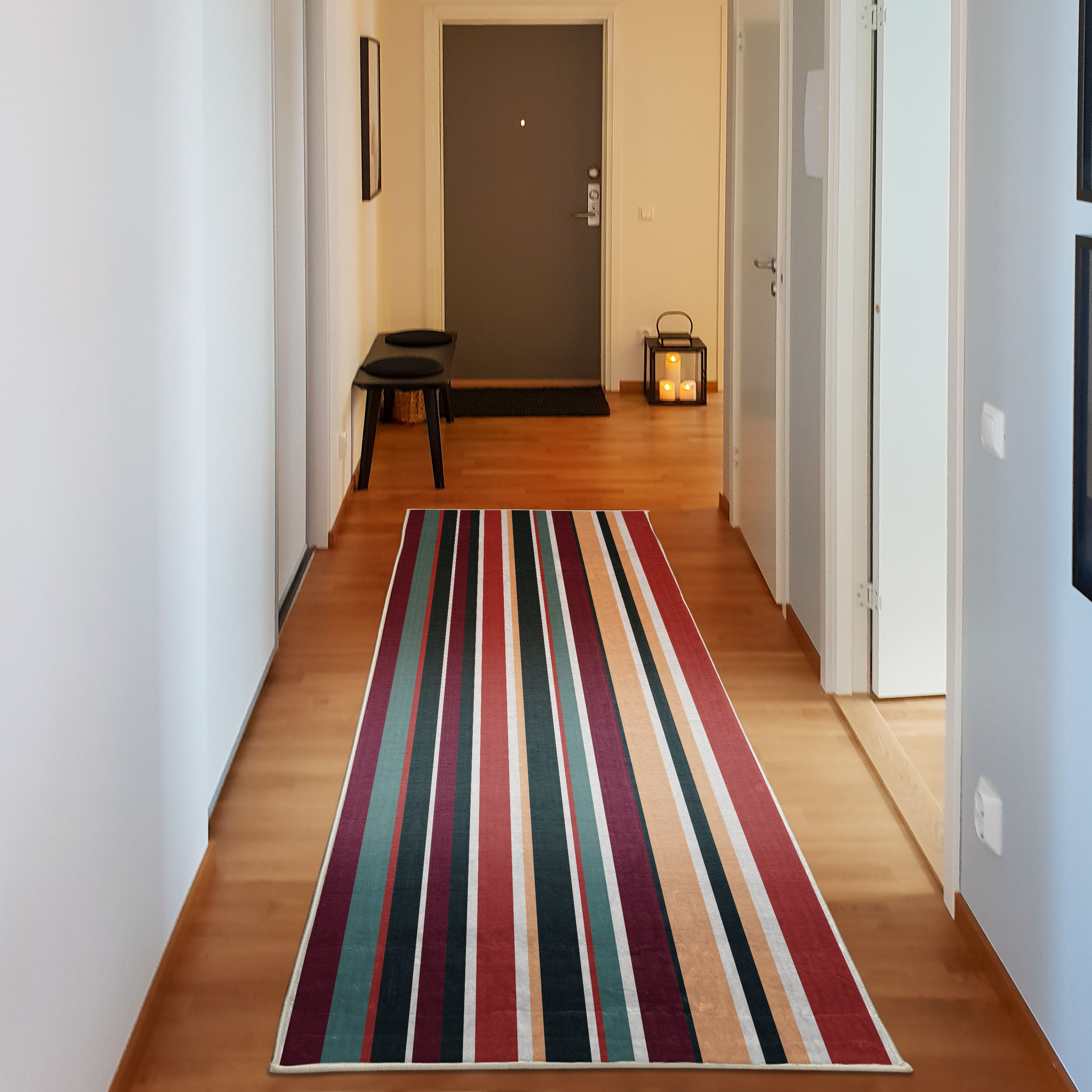 Pastel Decorative Rug, Vertically Striped Pattern Different Color ...
