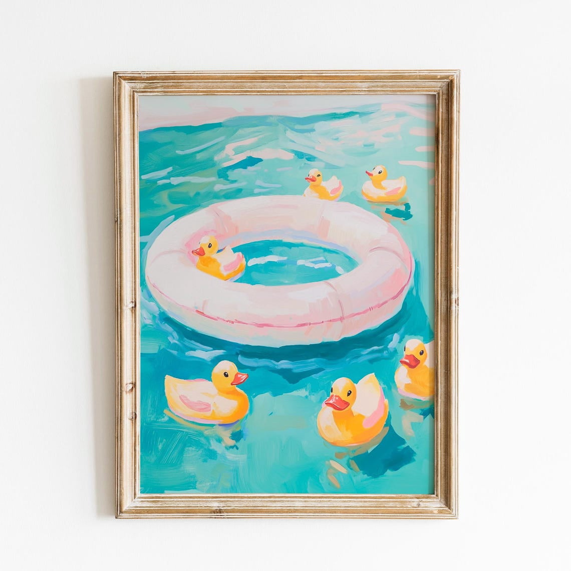 Pastel Duck Pool Summer Pool Yellow Coastal Bathroom Decor Blue Cute ...