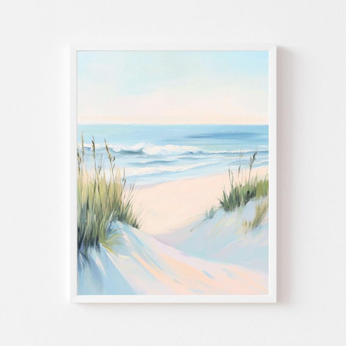 Pastel Dune Grass Seascape Painting Beach Path Landscape Colorful Shore ...