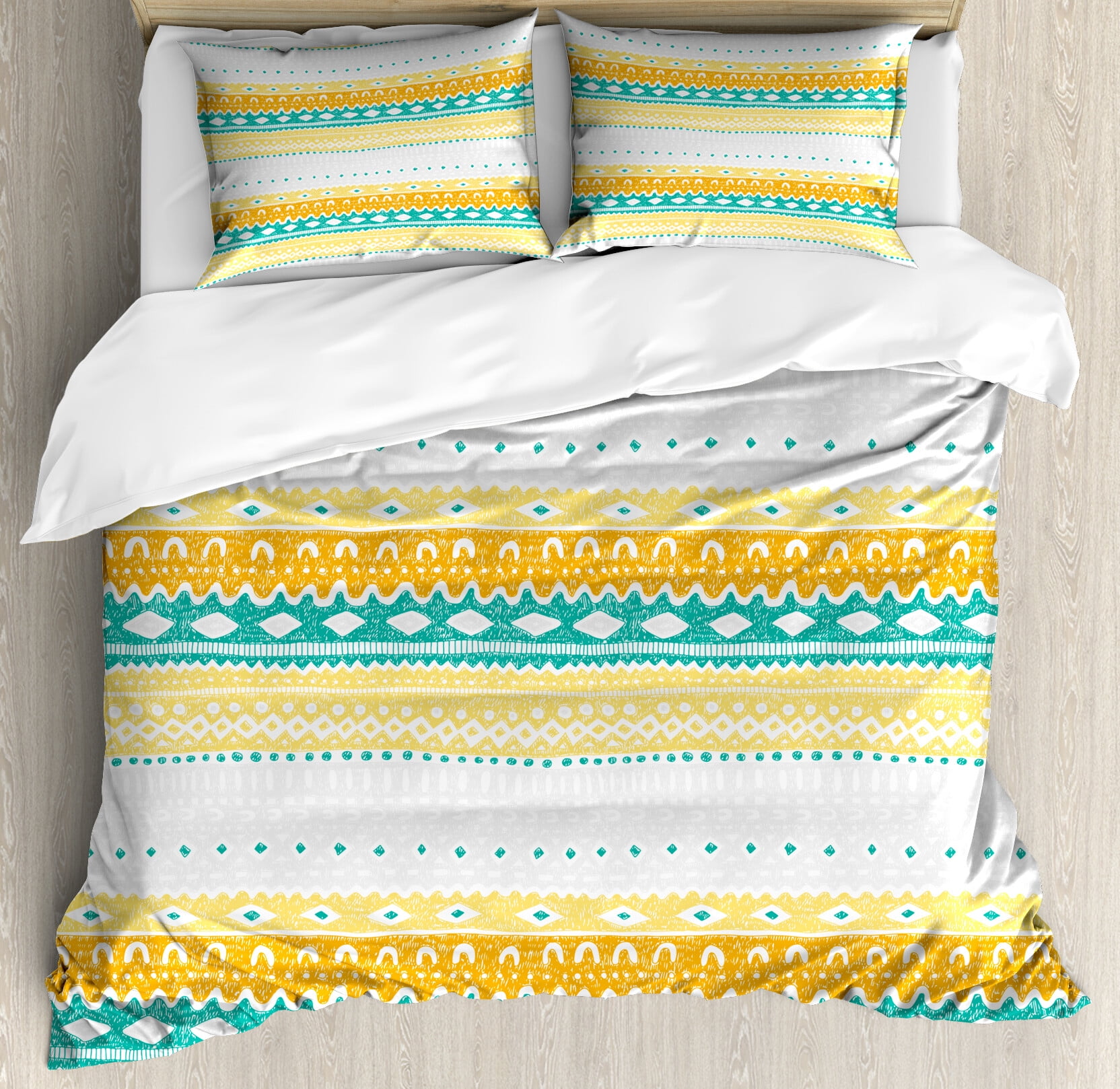 Pastel Duvet Cover Set, Hand Drawing Sketch of Motifs in Grunge Pattern ...