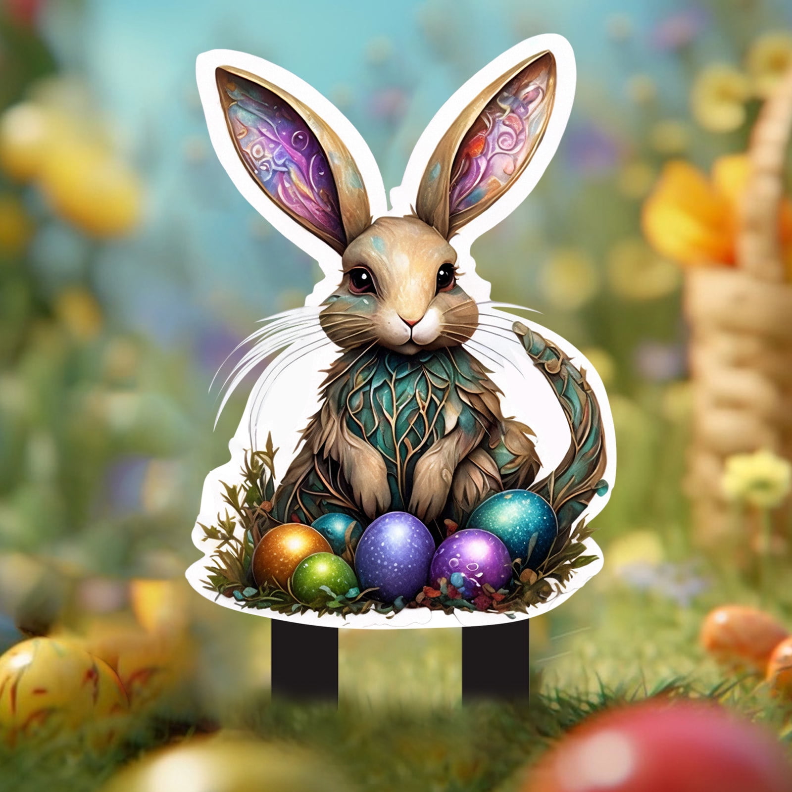 Pastel Easter Yard Signs Decorations Outdoor Colorful Cute Easter Bunny ...