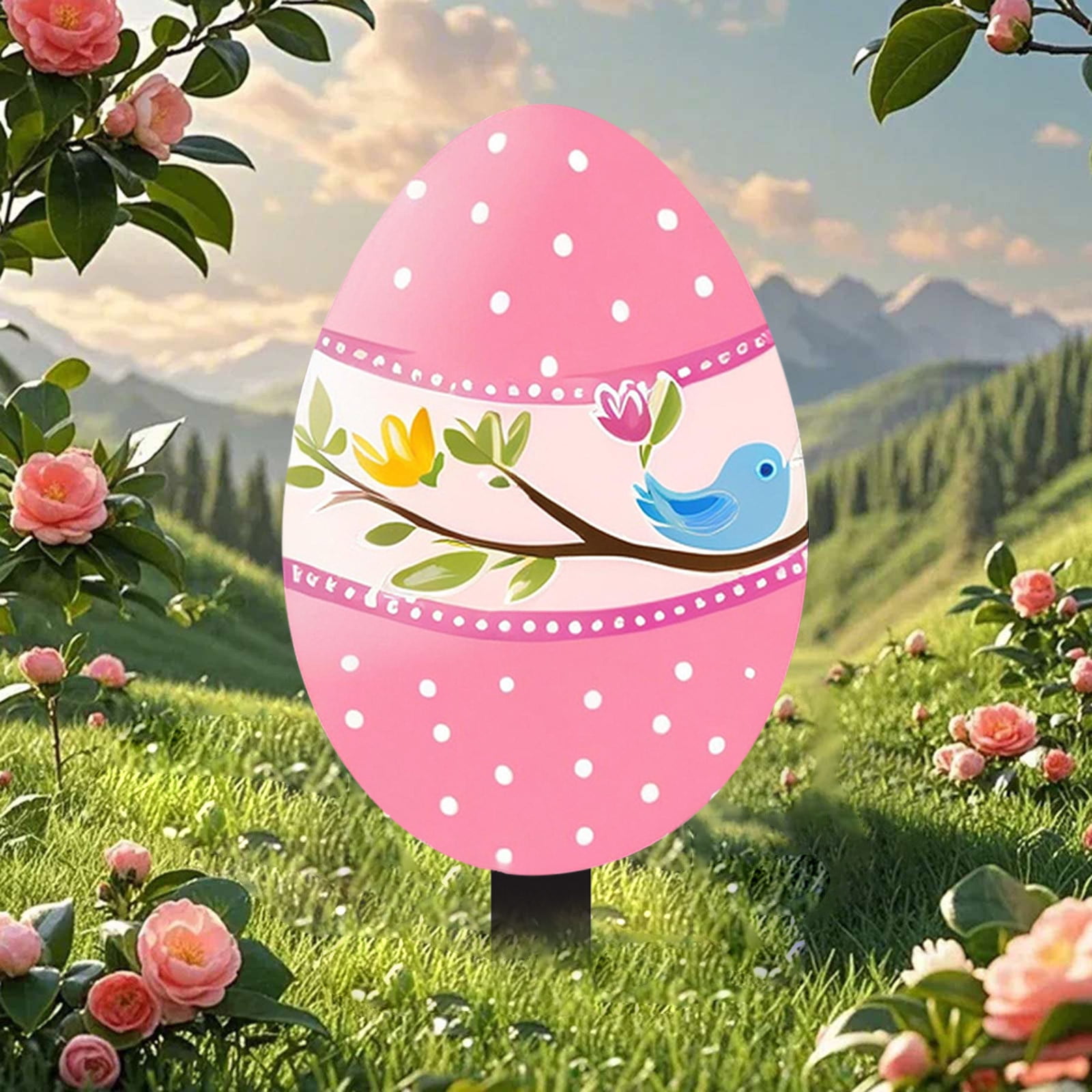 Pastel Easter Yard Signs Decorations Outdoor Colorful Cute Easter Bunny ...