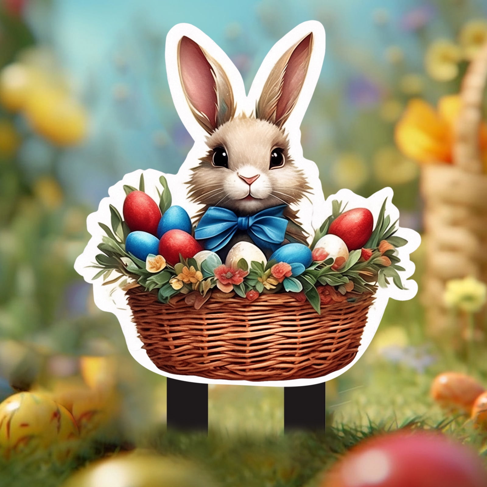 Pastel Easter Yard Signs Decorations Outdoor Colorful Cute Easter Bunny ...