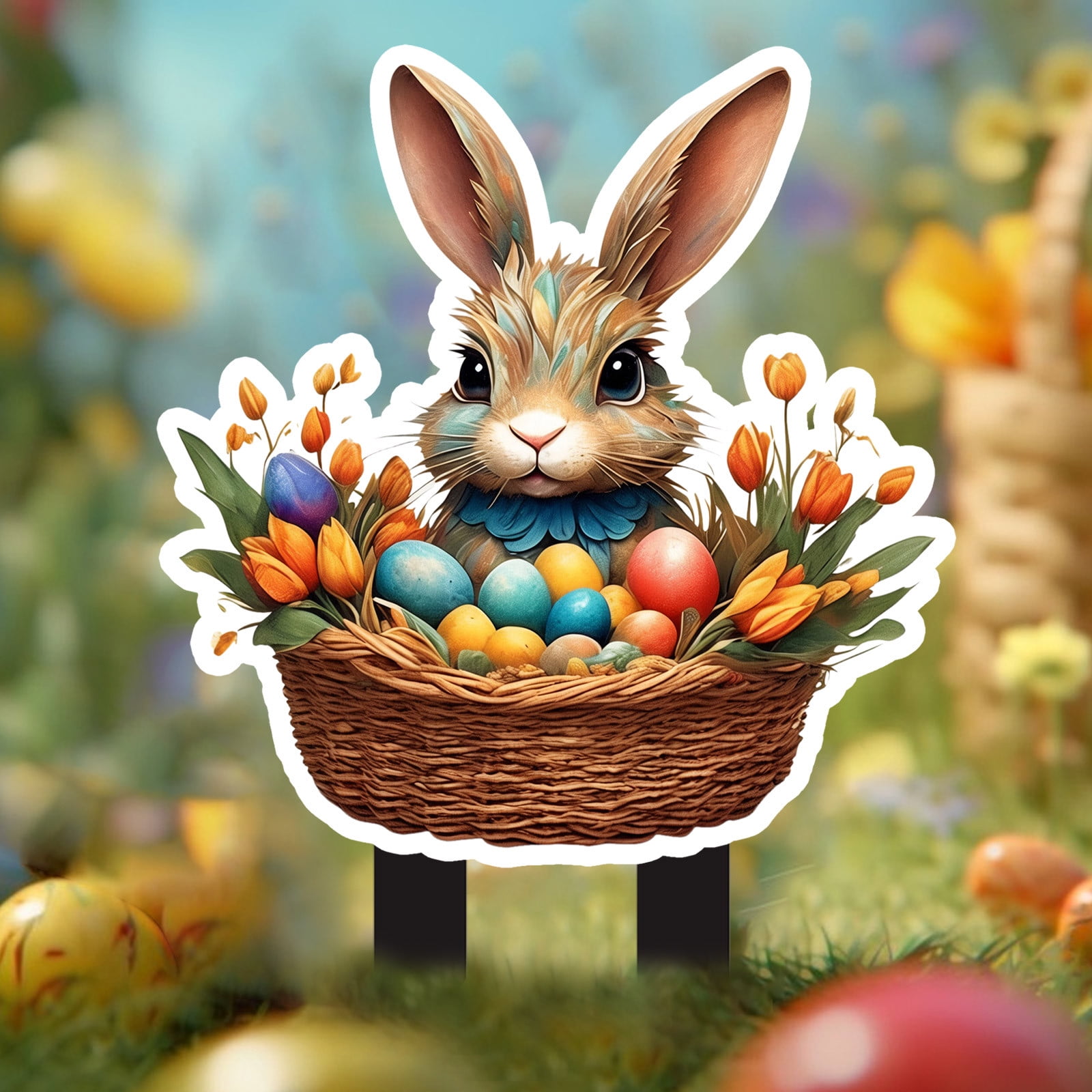 Pastel Easter Yard Signs Decorations Outdoor Colorful Cute Easter Bunny ...