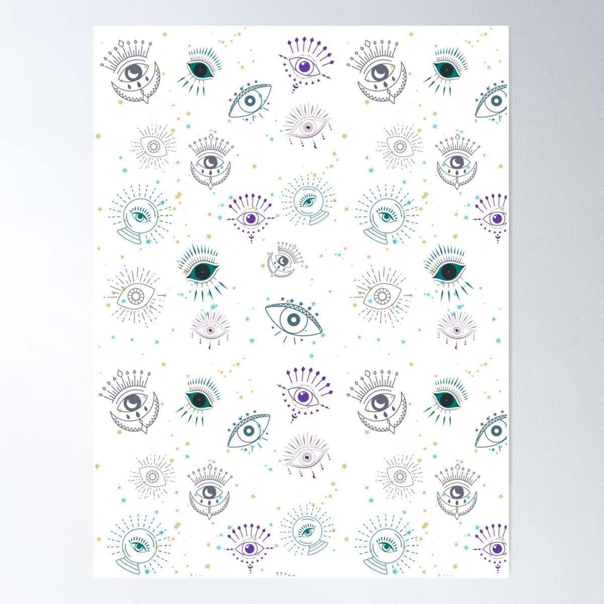 Pastel Evil Eye Pattern Poster Wall Art, Modern Wall Decor For Living ...