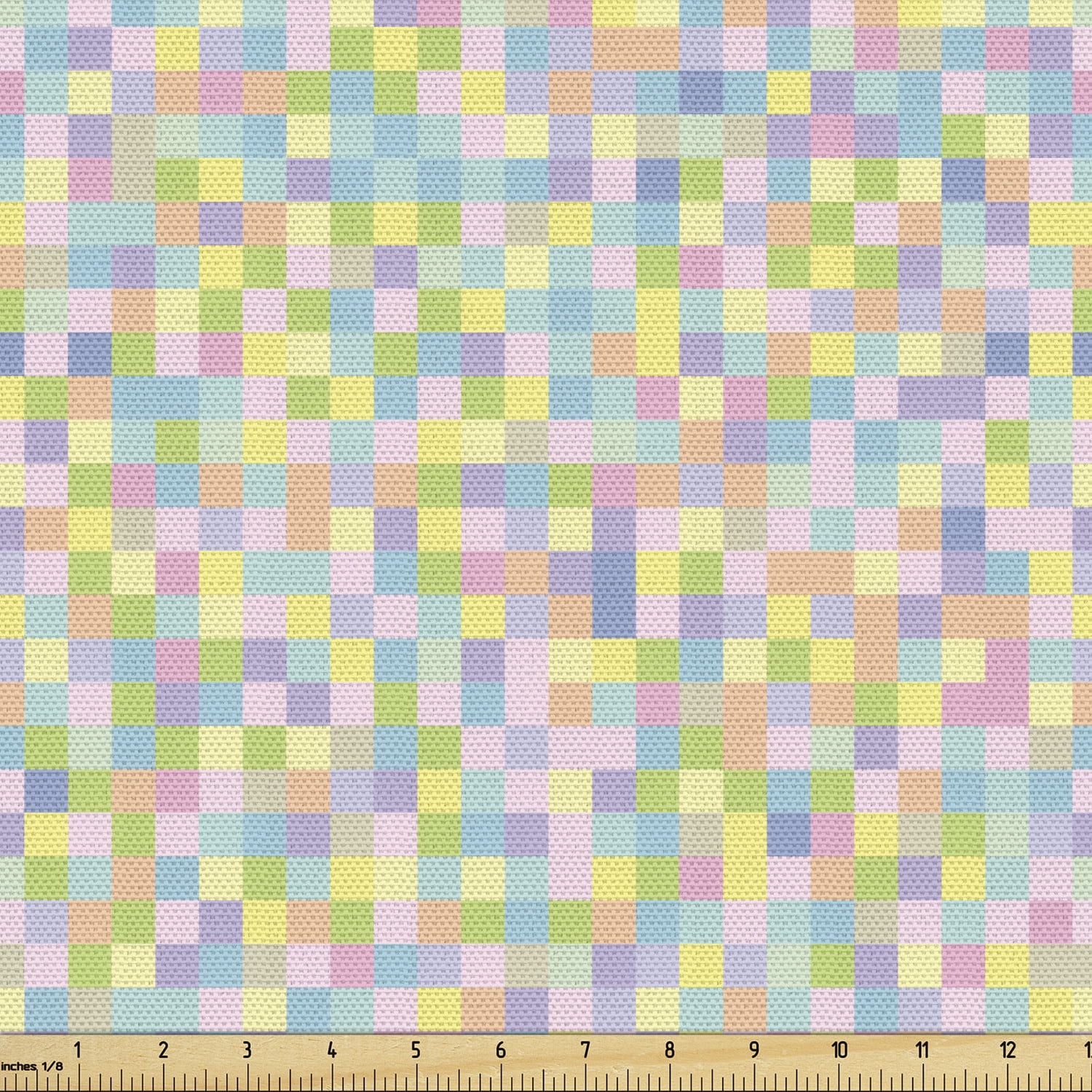 Ambesonne Pastel Fabric by the Yard Upholstery, Colorful Squares Mosaic ...