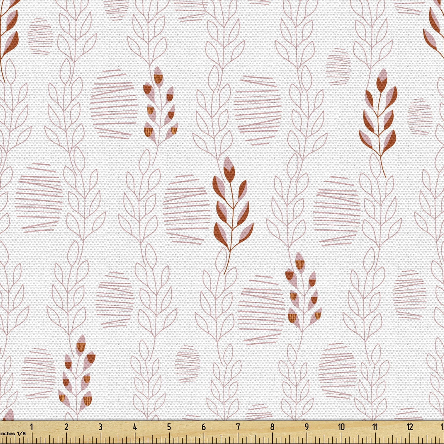 Ambesonne Pastel Fabric by the Yard Upholstery, Soft Hatches and Leaves ...