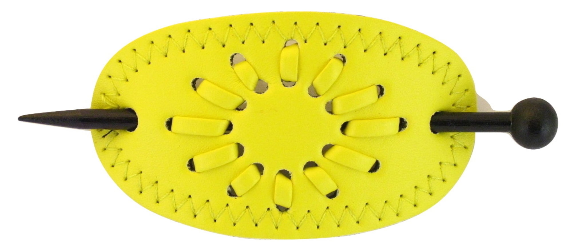 Pastel Faux Leather Oval Star Print Leather Hair Stick Pin, Yellow, 1 ...