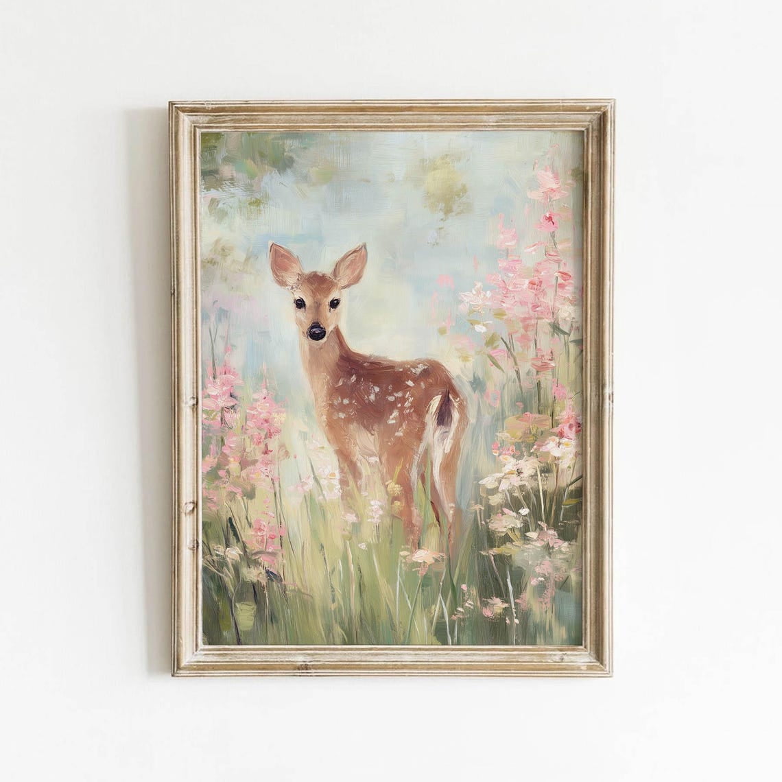 Pastel Fawn Sweet Cottagecore Wall Art Soft Baby Deer Decor Adorable ...