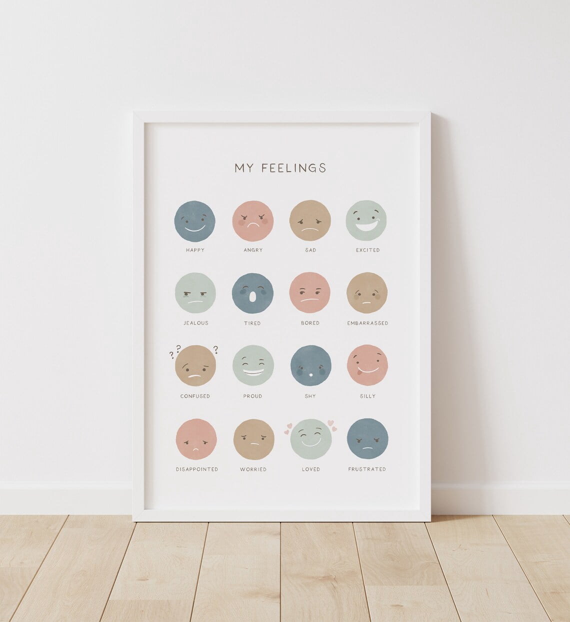 Pastel Feelings Chart Emotions Postermontessori Homeschool Decor ...