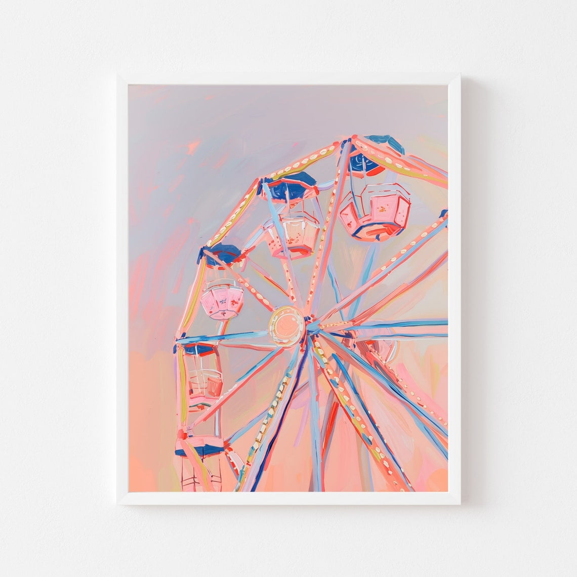 Pastel Ferris Wheel Painting Whimsical Girl'S Room Art Print Magical ...