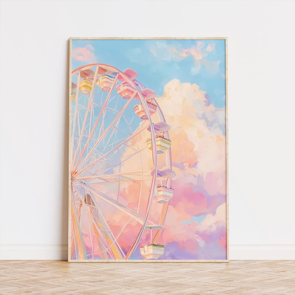 Pastel Ferris Wheel Poster: Whimsical Carnival Art, Unframed Canvas ...