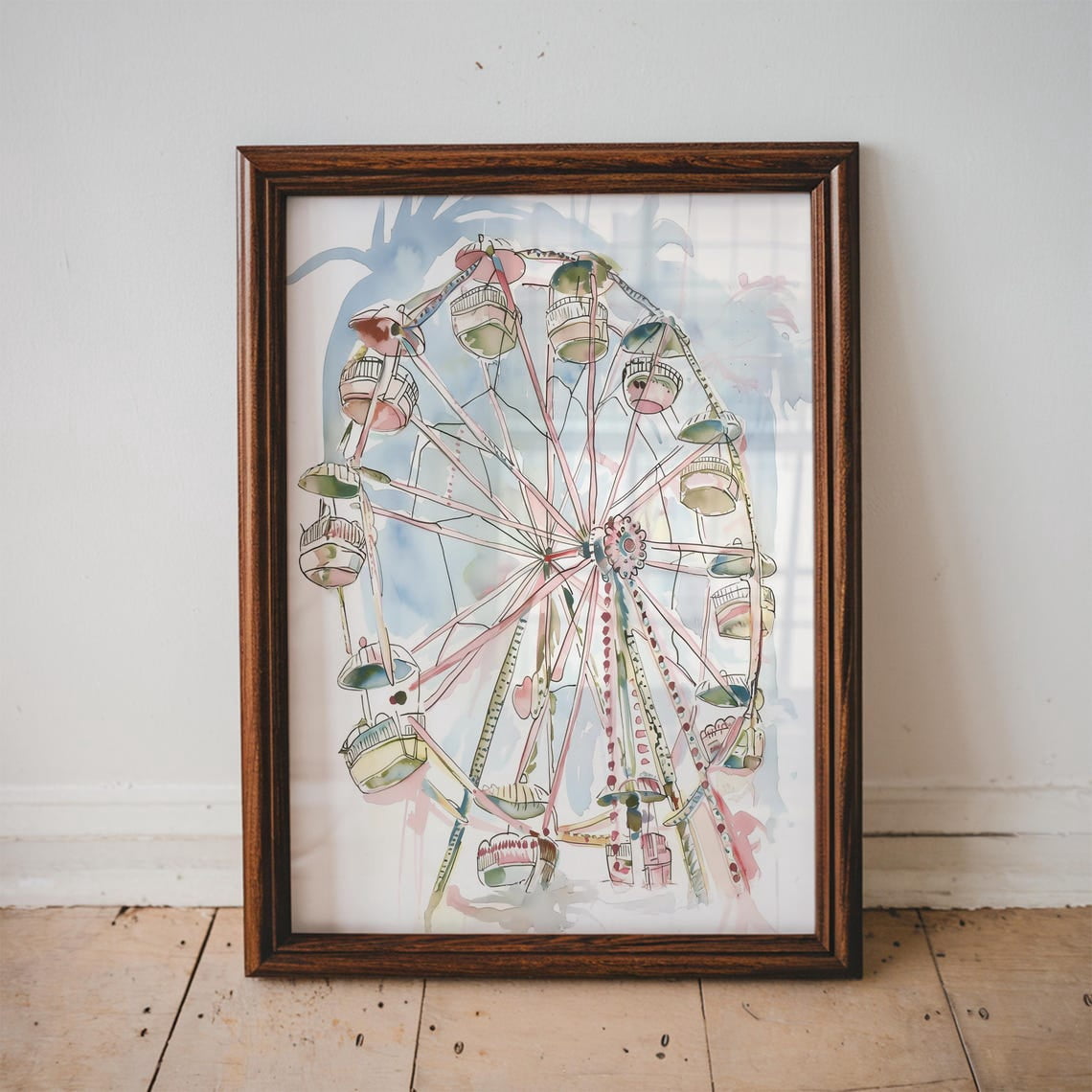 Pastel Ferris Wheel Wall Art Poster, Aesthetic Pastel Artwork, Vintage ...