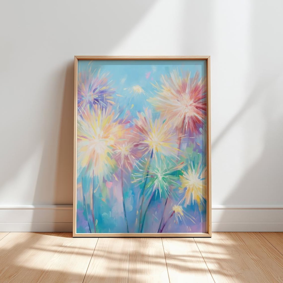 Pastel Fireworks Wall Art, Colorful Abstract Poster, Celebration Decor ...
