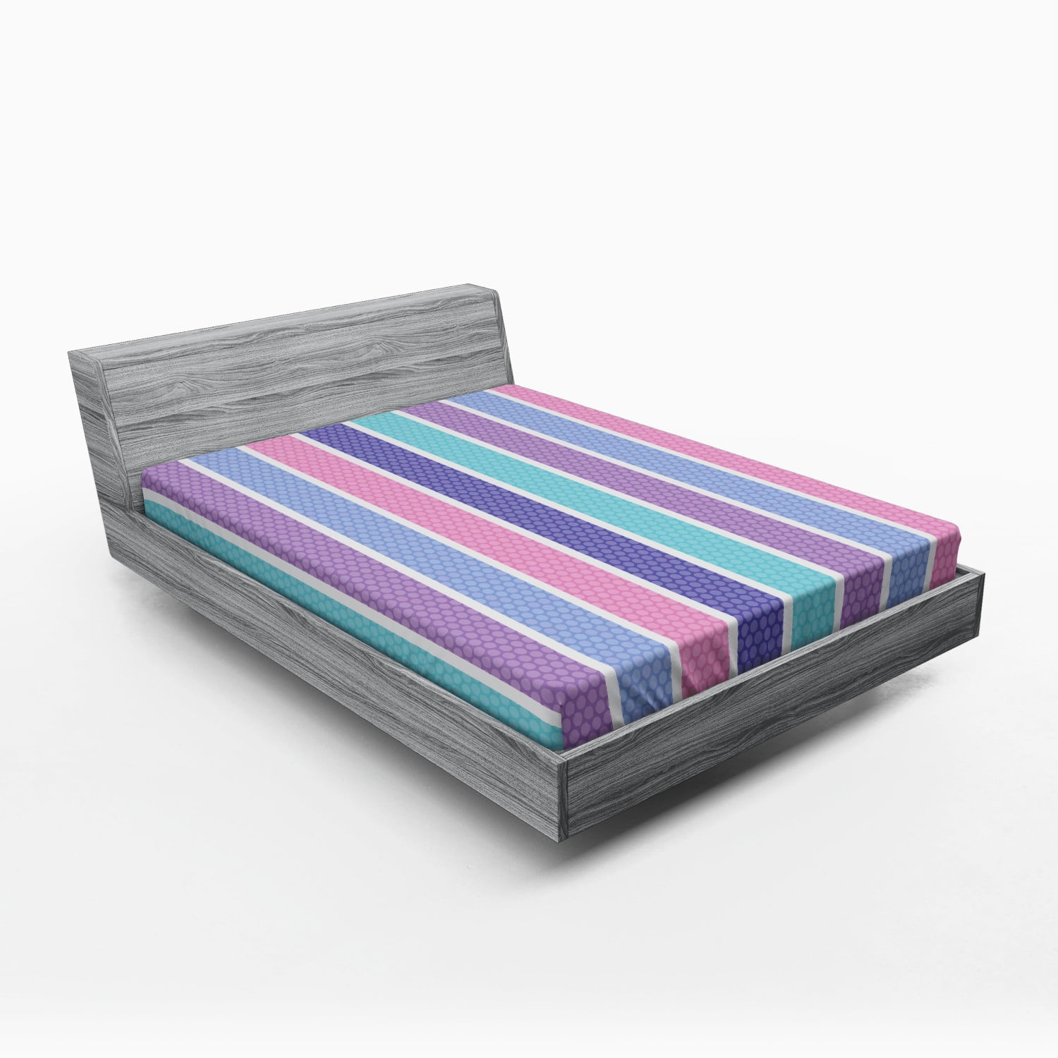 Ambesonne Abstract Fitted Sheet, Polka Dot with Stripes, Queen Size ...
