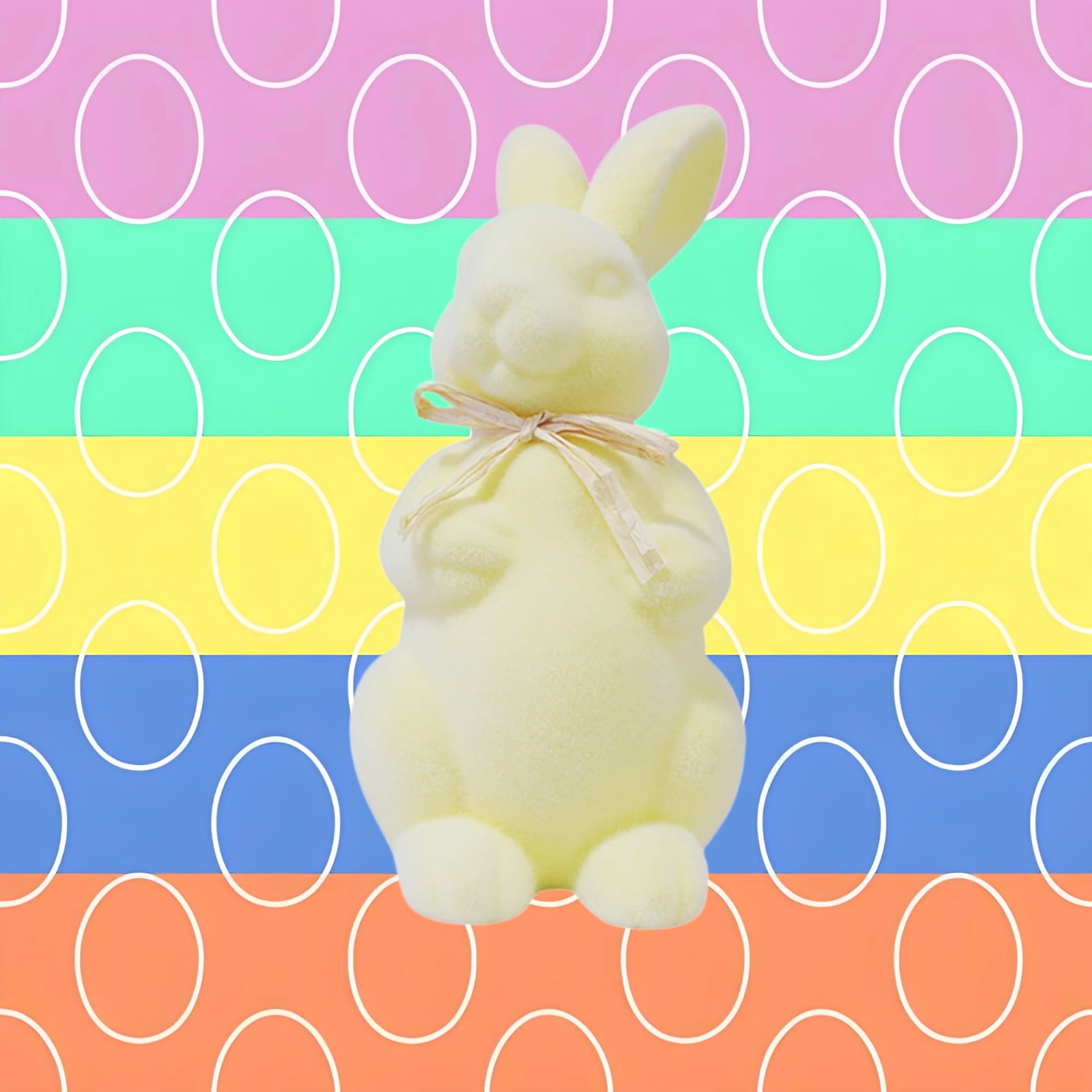 Pastel Flocked Bunnies Easter Table Decor Spring Holiday Indoor ...