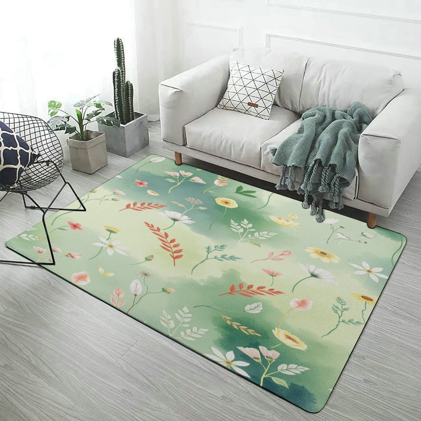 Pastel Floral Pattern Light Luxury Home Carpets Living Room Ration ...
