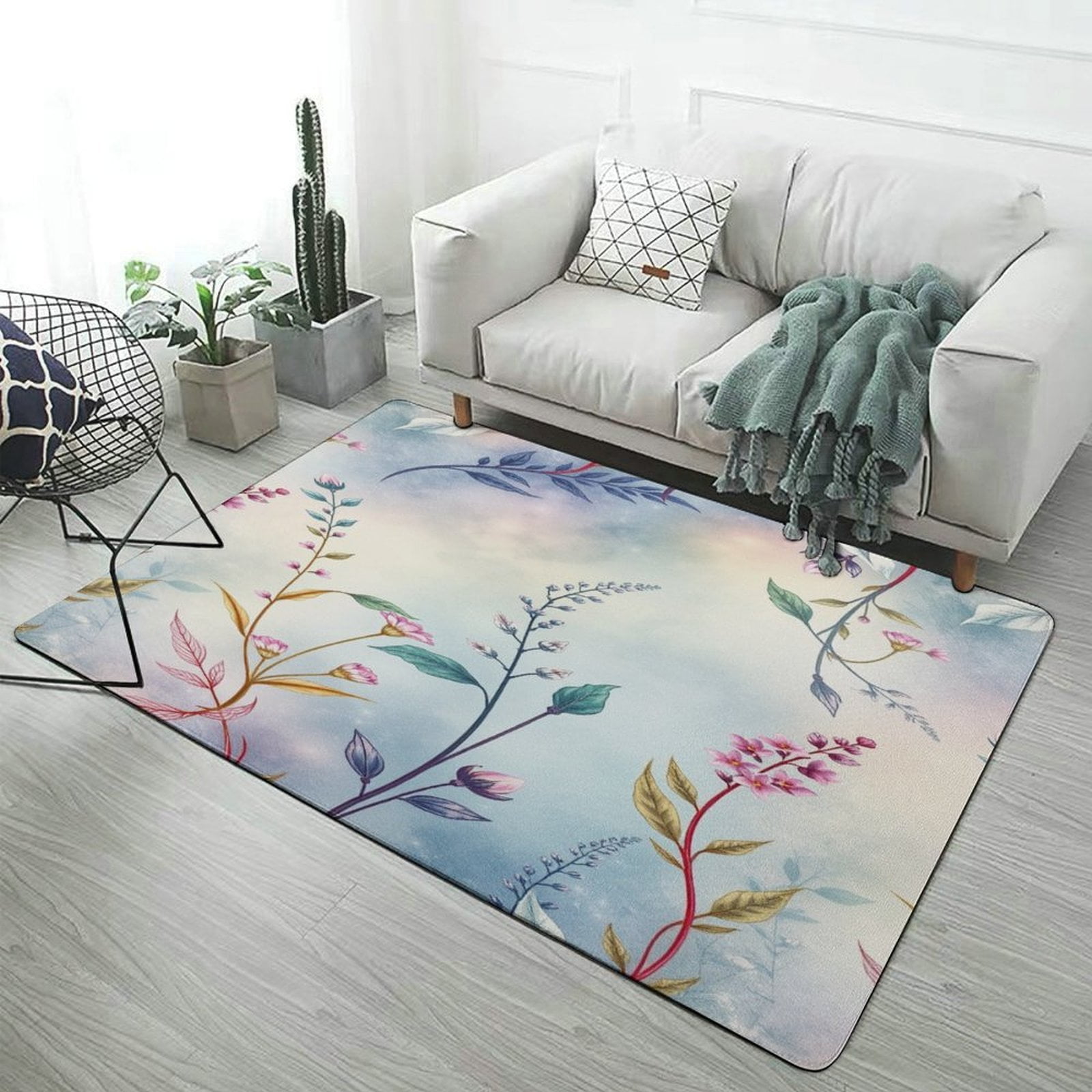 Pastel Floral Pattern Light Luxury Home Carpets Living Room Ration ...