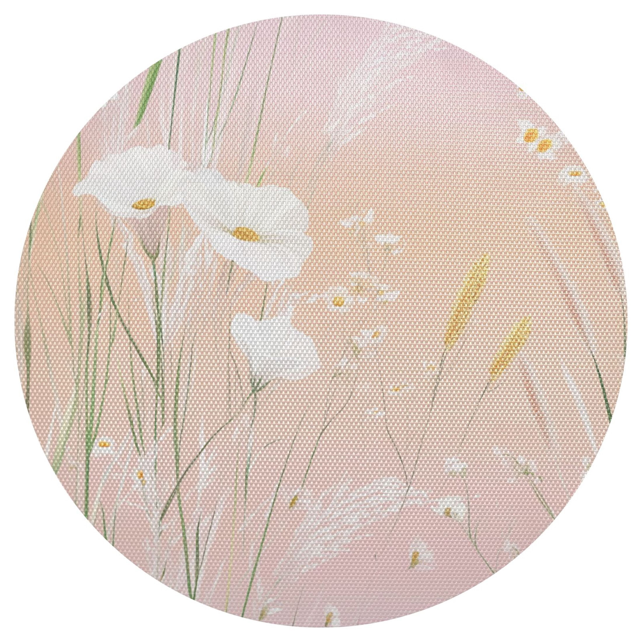 Pastel Floral Scene 4-Piece 15.4in Heat-Proof PVC Plate Mats, Easy Cut ...