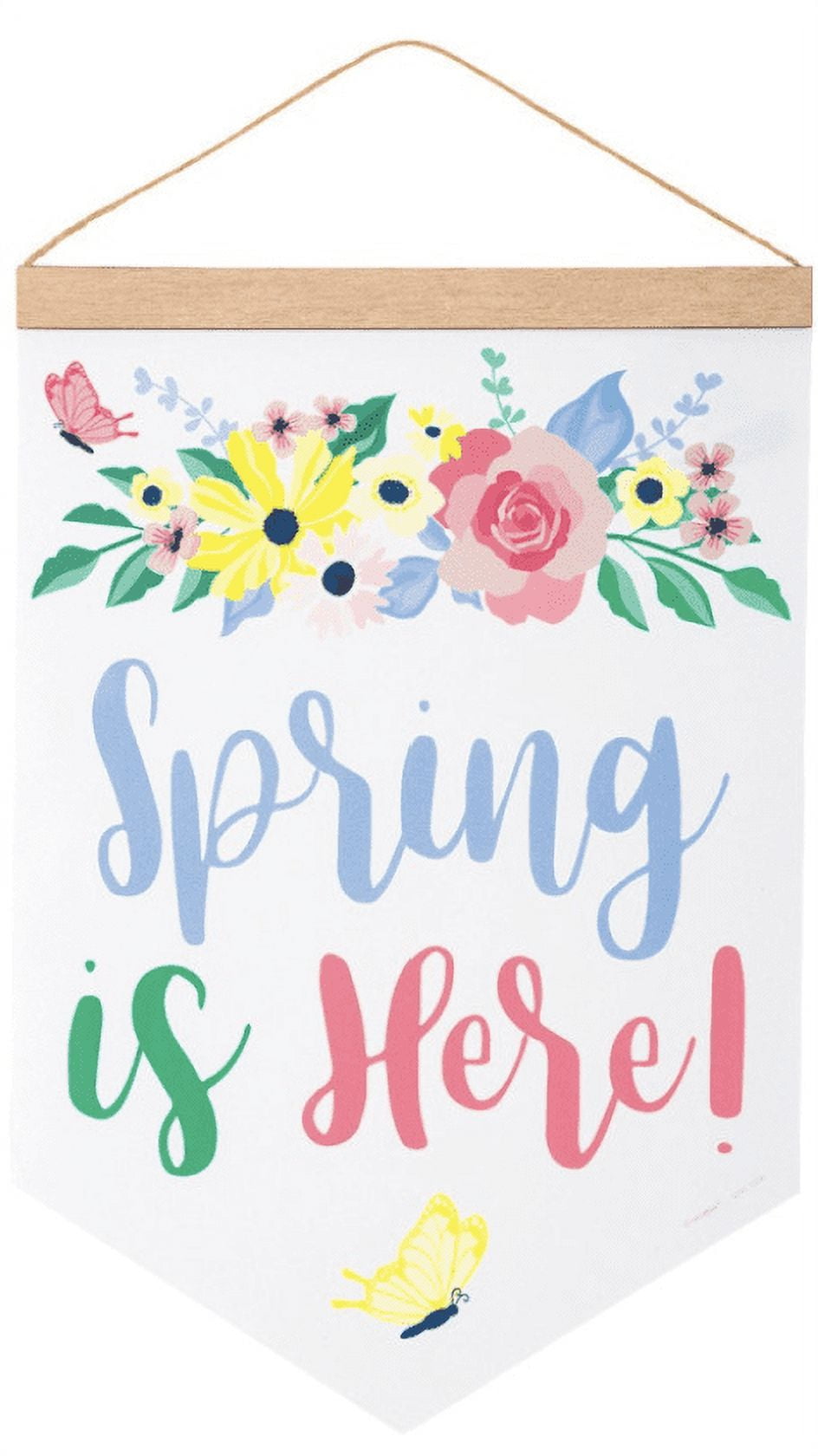 Pastel Floral "Spring is Here!" Fabric Pennant Banner - Walmart.com
