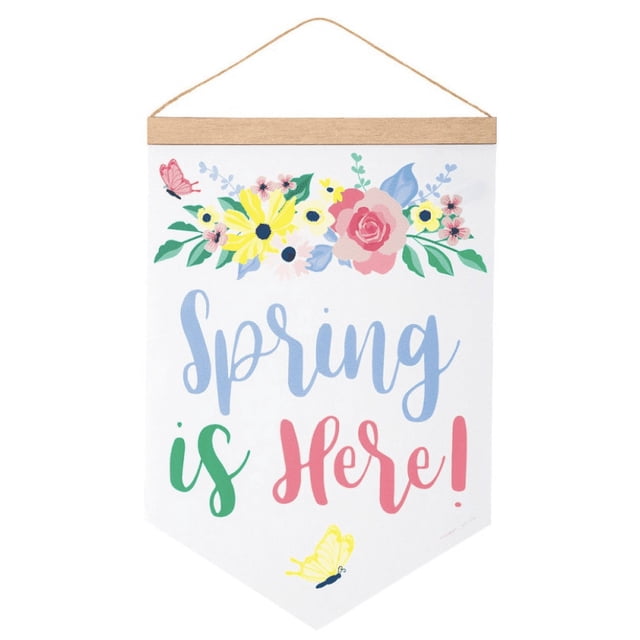Pastel Floral "Spring is Here!" Fabric Pennant Banner - Walmart.com