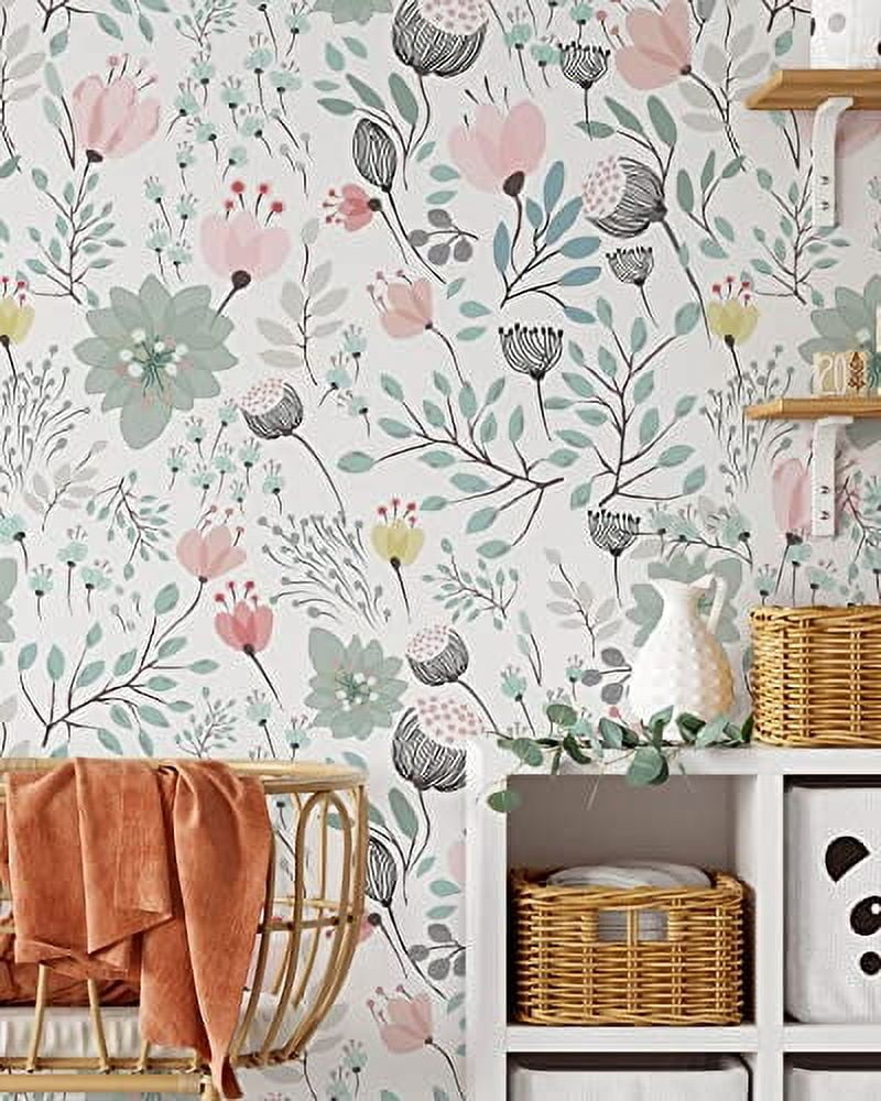 Pastel Floral Wallpaper | Removable Self Adhesive Botanical Wallpaper ...