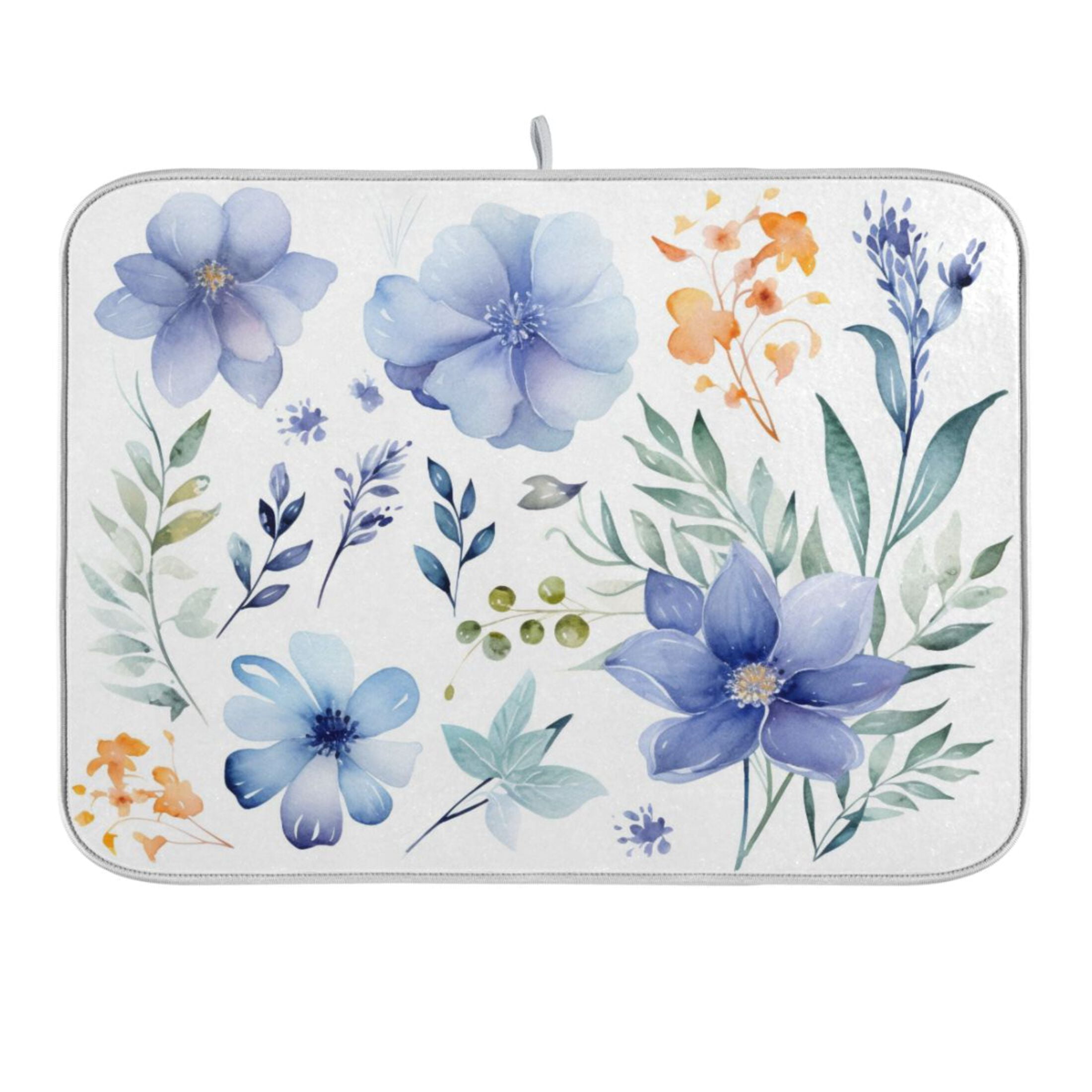 Pastel Flower Clip Art Dish Drying Mat for Kitchen Counter 16x18 In ...