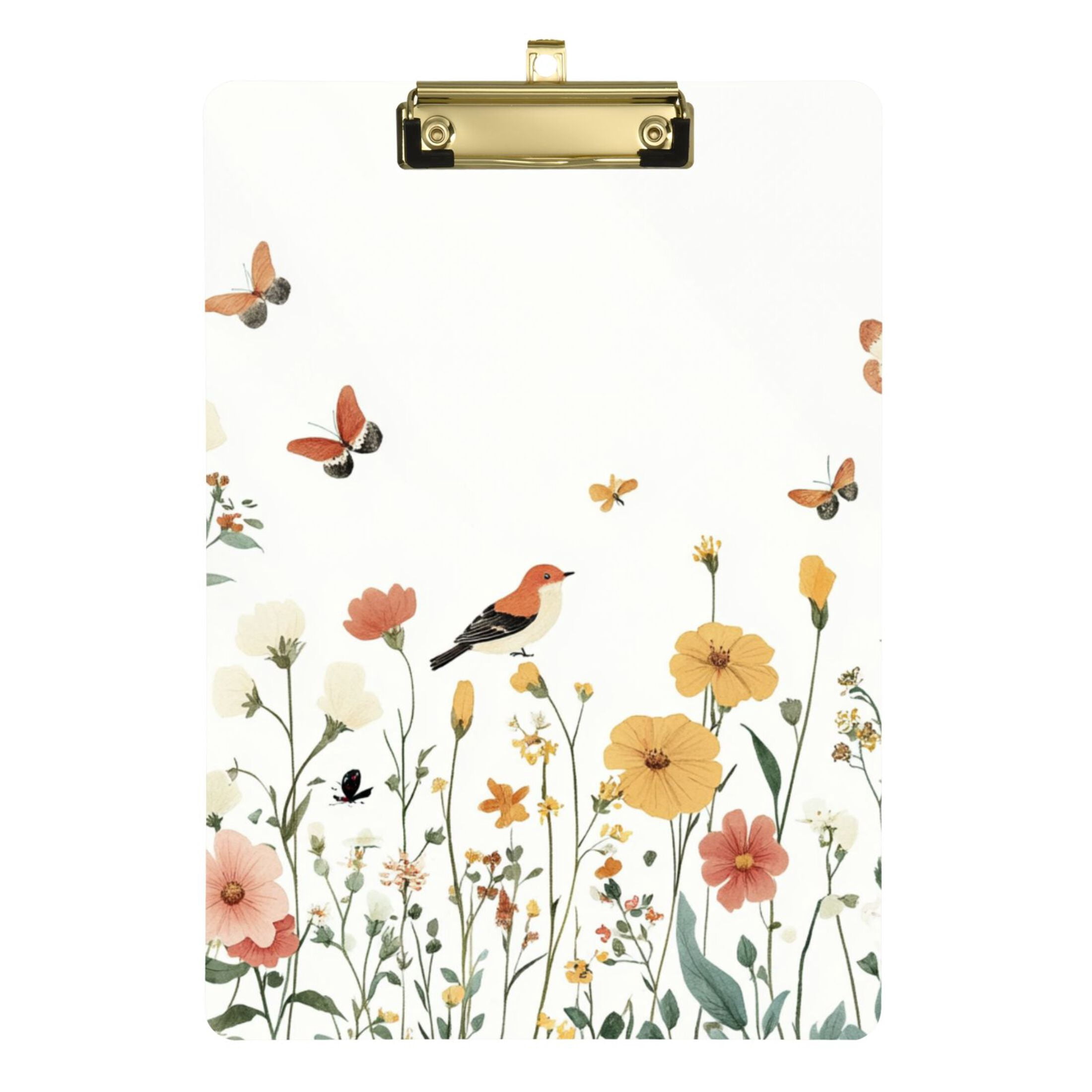 Pastel Flowers Birds Butterflies Watercolor Acrylic Clipboard Drawing ...