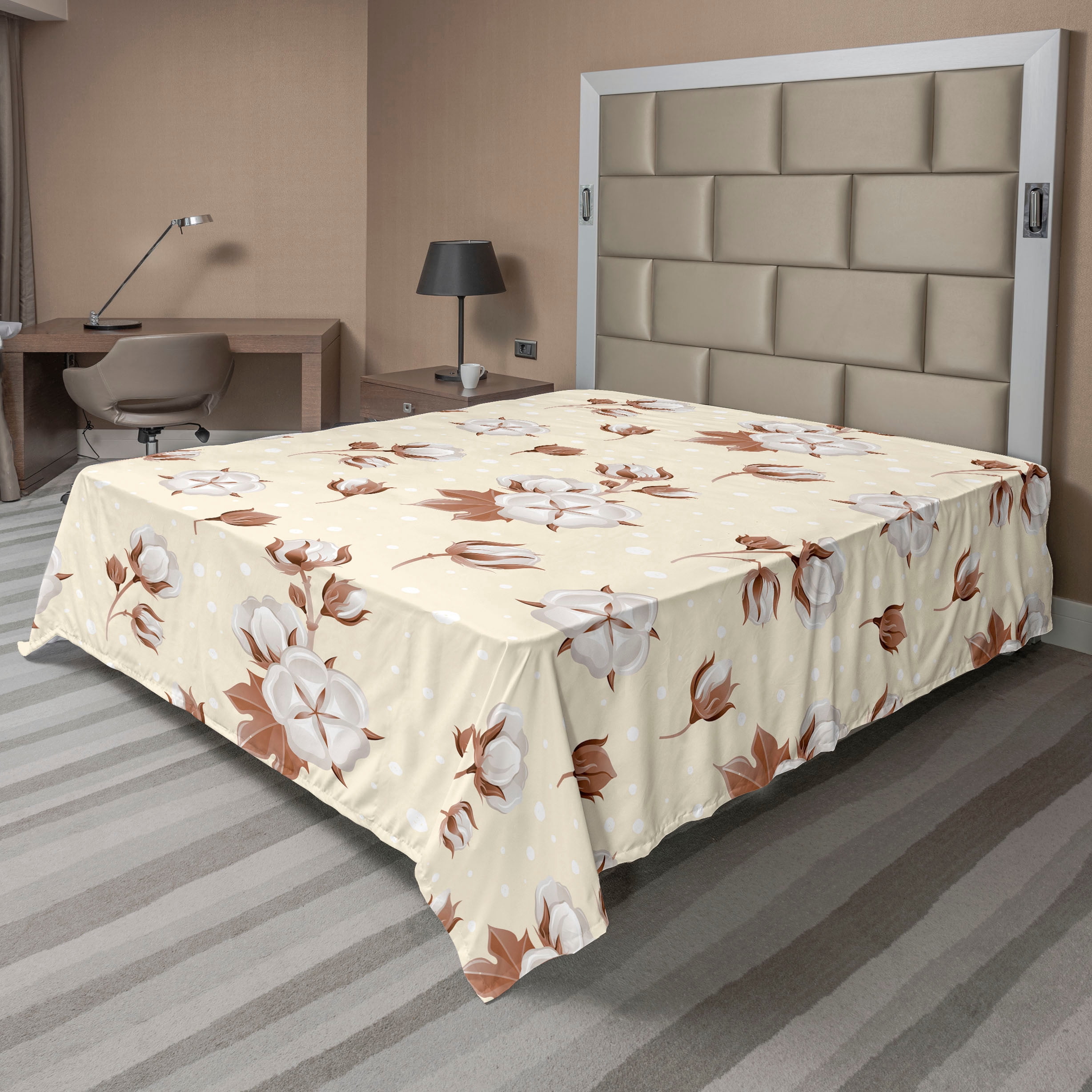 Ambesonne Pastel Flowers Flat Bedding Sheet Soft Top Sheet, Retro ...