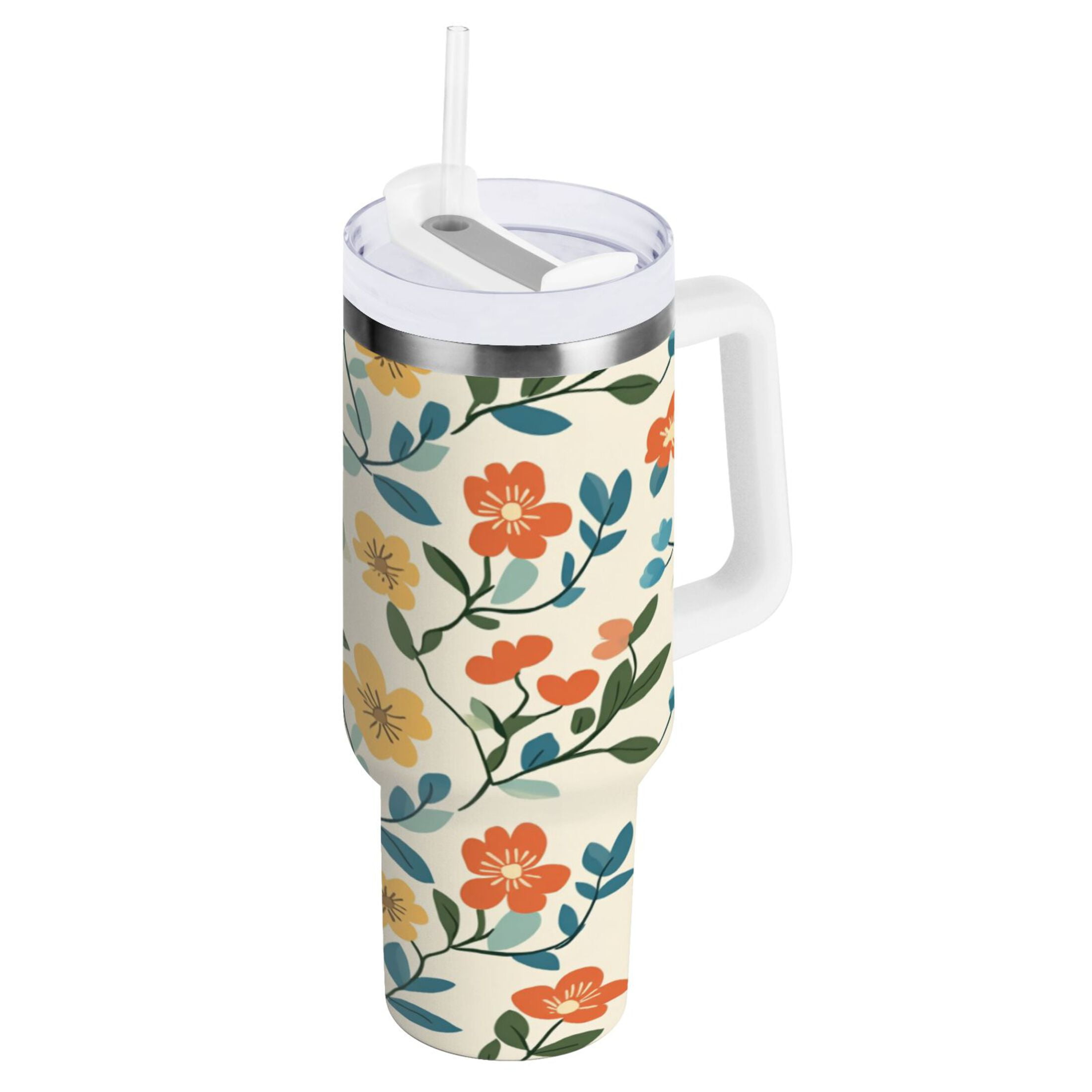 Pastel Flowers Pattern Design Water Bottles 30oz Insulated Tumblers ...